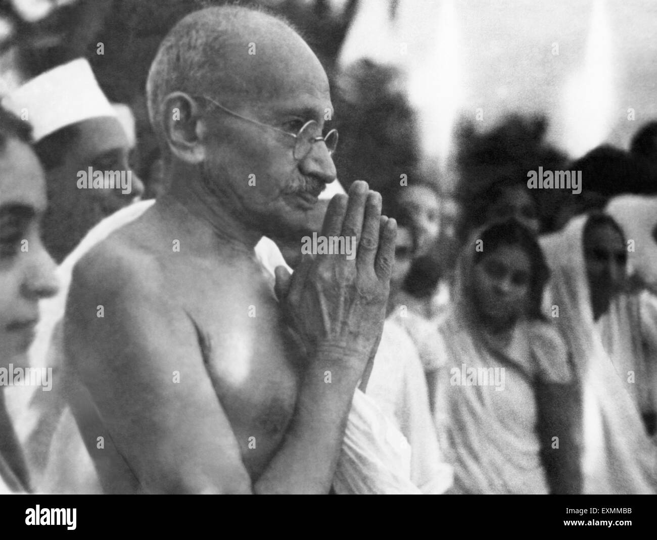 Mahatma Gandhi Gruß namaste namaskar willkommen hallo Juhu Beach Bombay ...