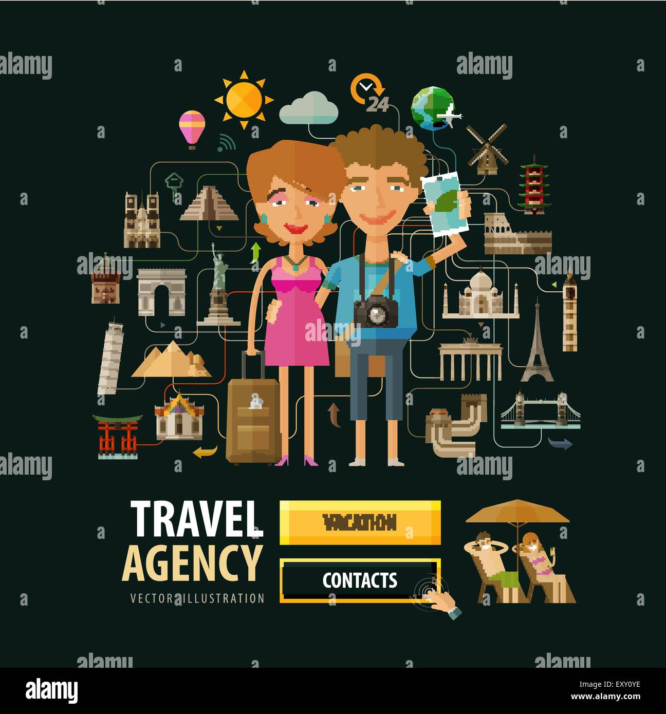 Reisebüro Vektor-Logo-Design-Vorlage. Ferien, Urlaub oder Reise, Rest ...