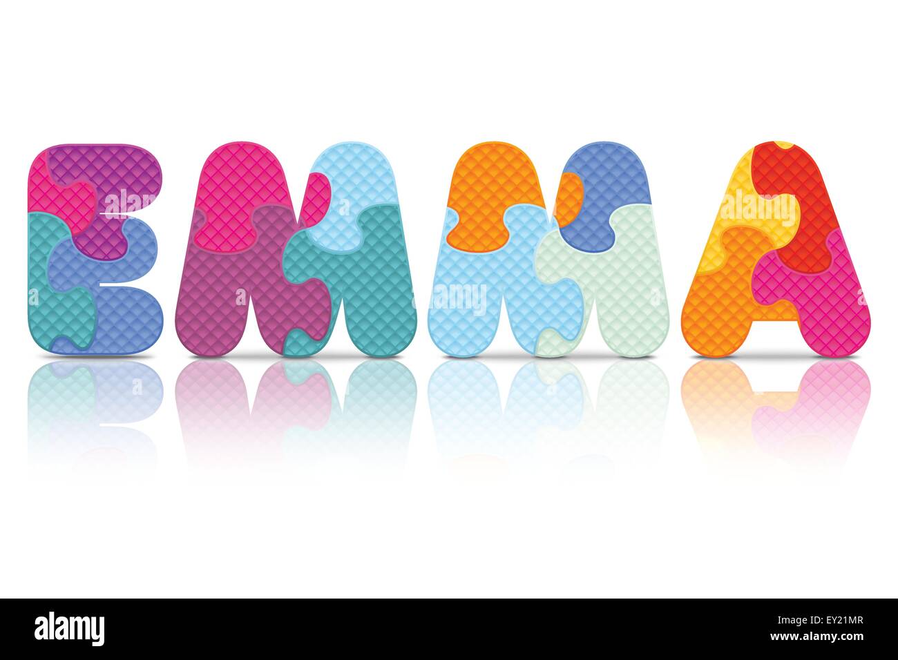 EMMA mit Alphabet Puzzle - Vektor-Illustration geschrieben Stock ...
