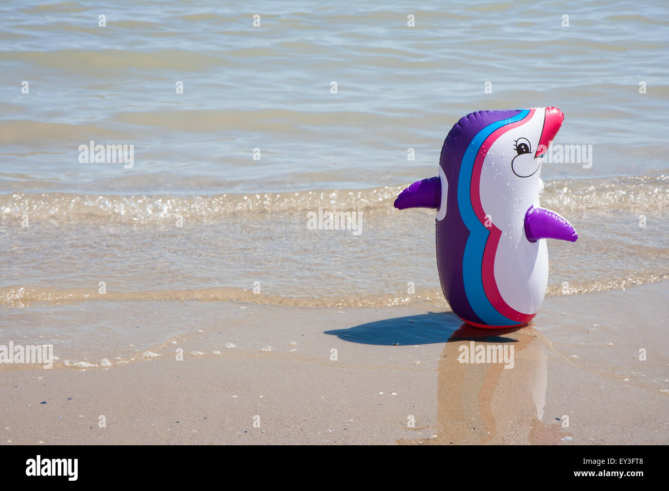 Wal-Delphin farbige aufblasbare am Strand am Meer Stockfotografie - Alamy