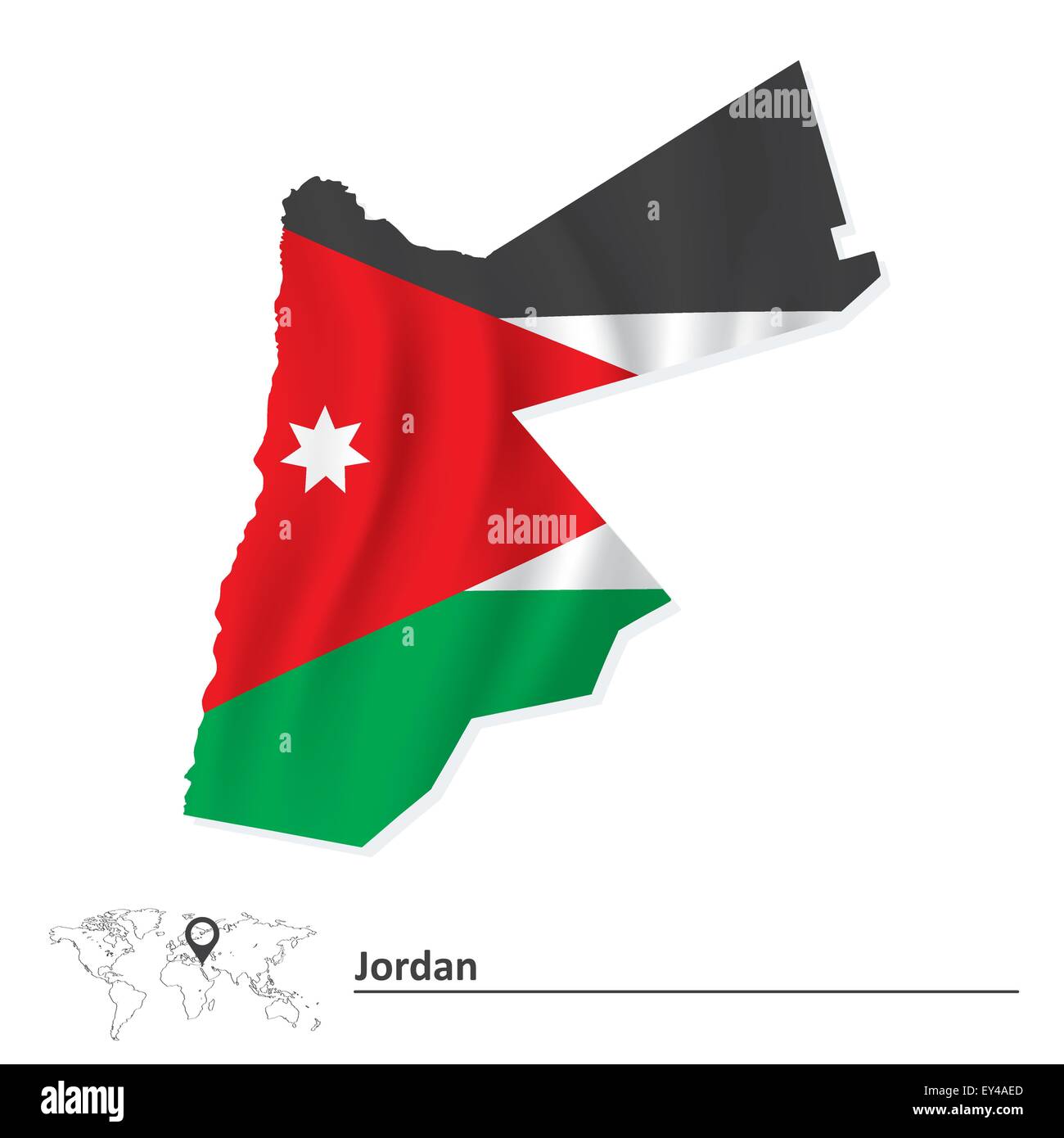 Karte von Jordanien mit Fahne - Vektor-illustration Stock-Vektorgrafik ...