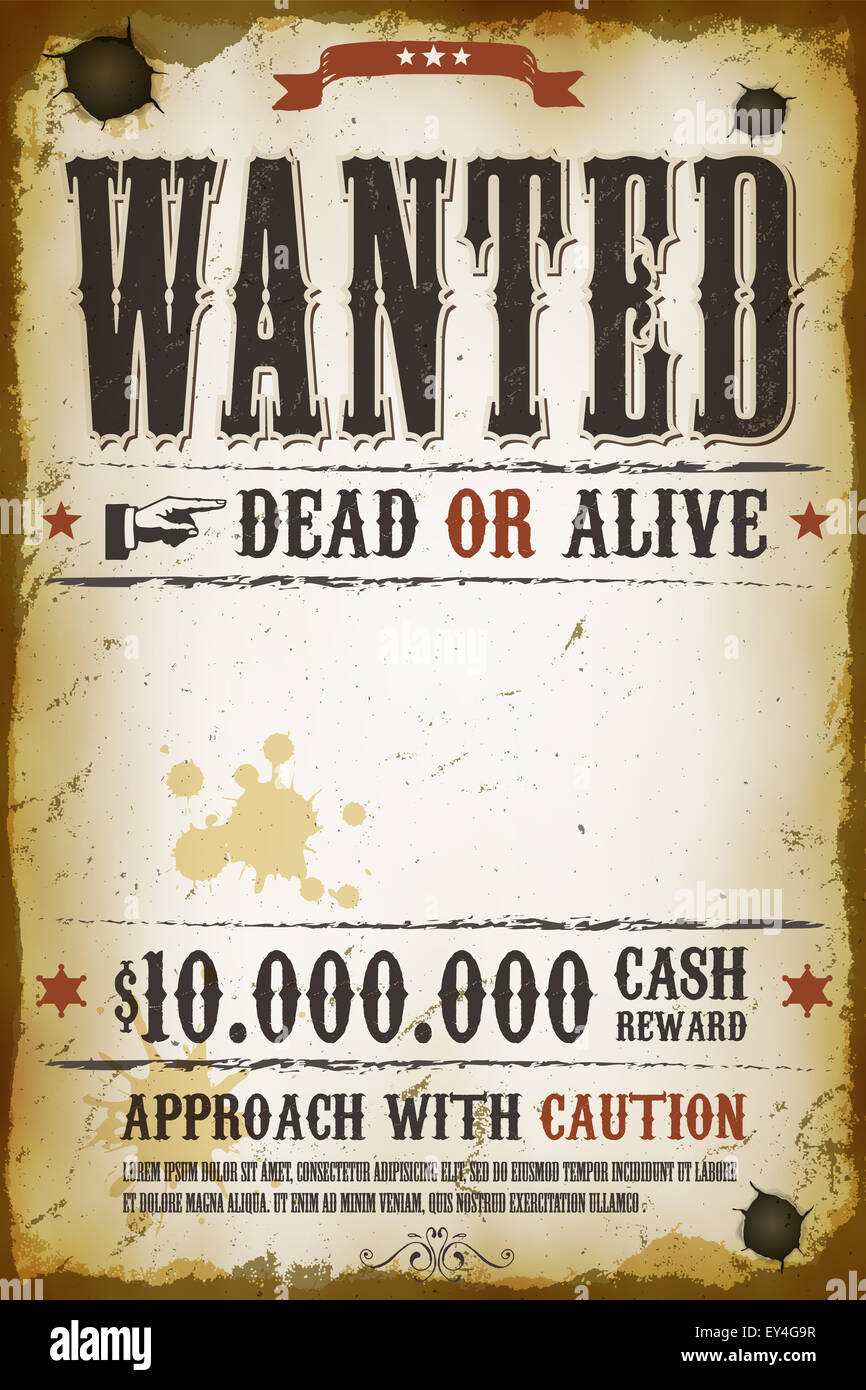 Vintage Wanted Poster Grunge Illustration Stockfotos & Vintage Wanted ...