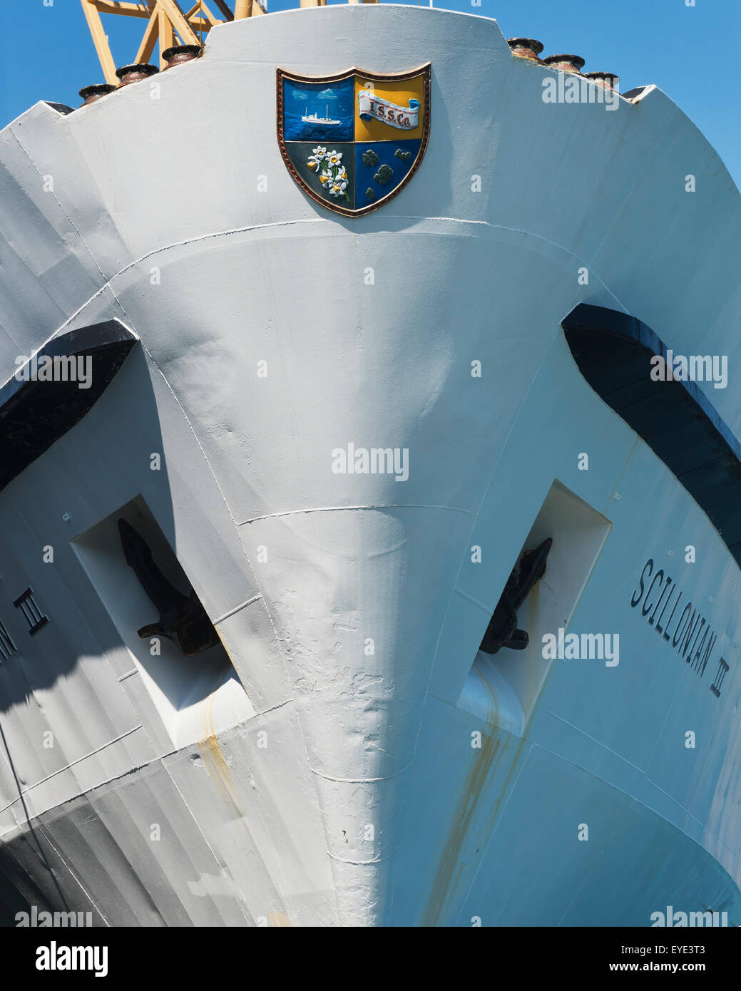 Nahaufnahme Detail des Fluggastes Fähre Mv Scillonian Iii, Hugh Town ...