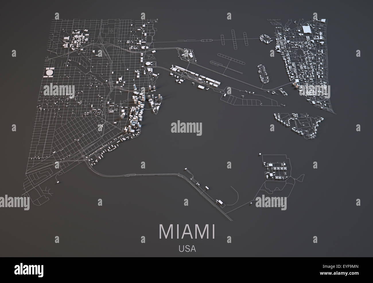 Satelliten-Ansicht der Karte von Miami, Florida, USA Stockfotografie ... Satelliten-Ansicht der Karte von Miami, Florida, USA Stockfotografie ...