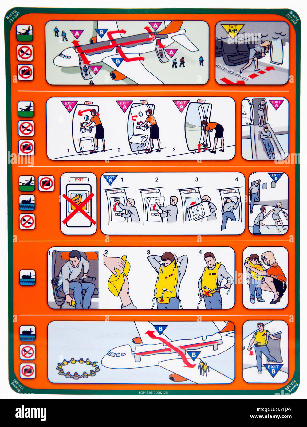 Ein Easyjet Boeing 737 300 Passenger Safety Card Stockfotografie - Alamy