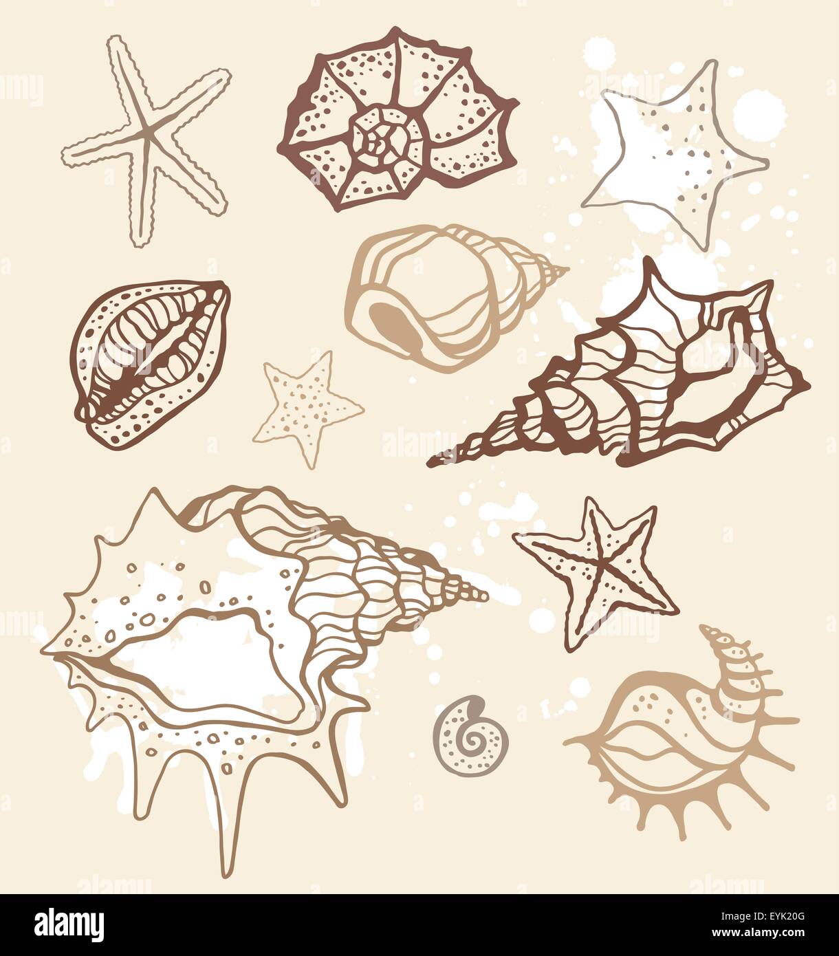 Meer-Sammlung. Hand gezeichnet Vektor-illustration Stock-Vektorgrafik ...