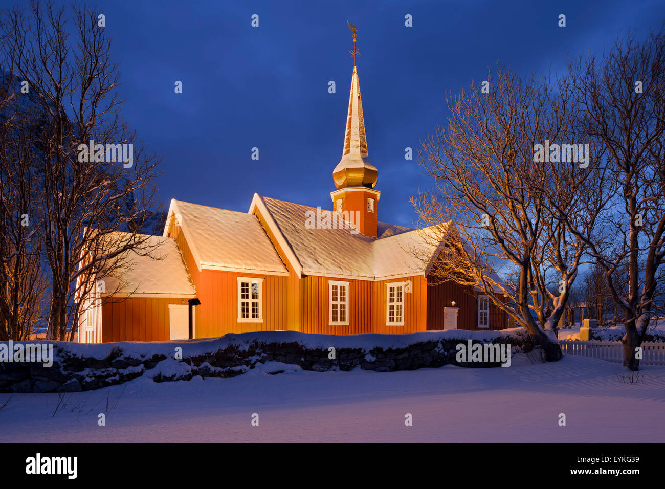 Flakstad Kirche, Flakstadoya, Lofoten, Land im Norden, Norwegen ...