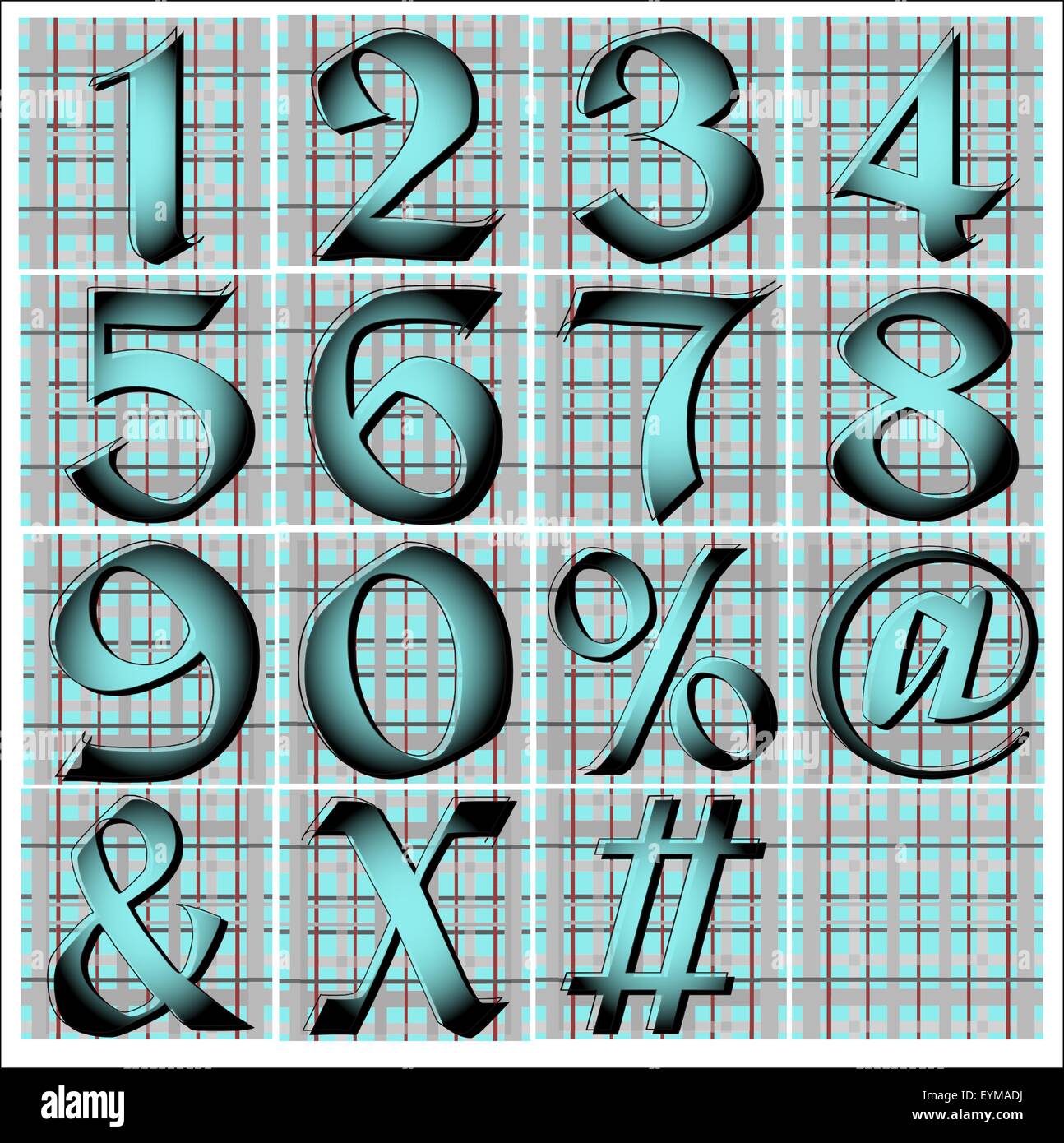 ABC Alphabet Buchstaben und Zahlen Designset Stock-Vektorgrafik - Alamy