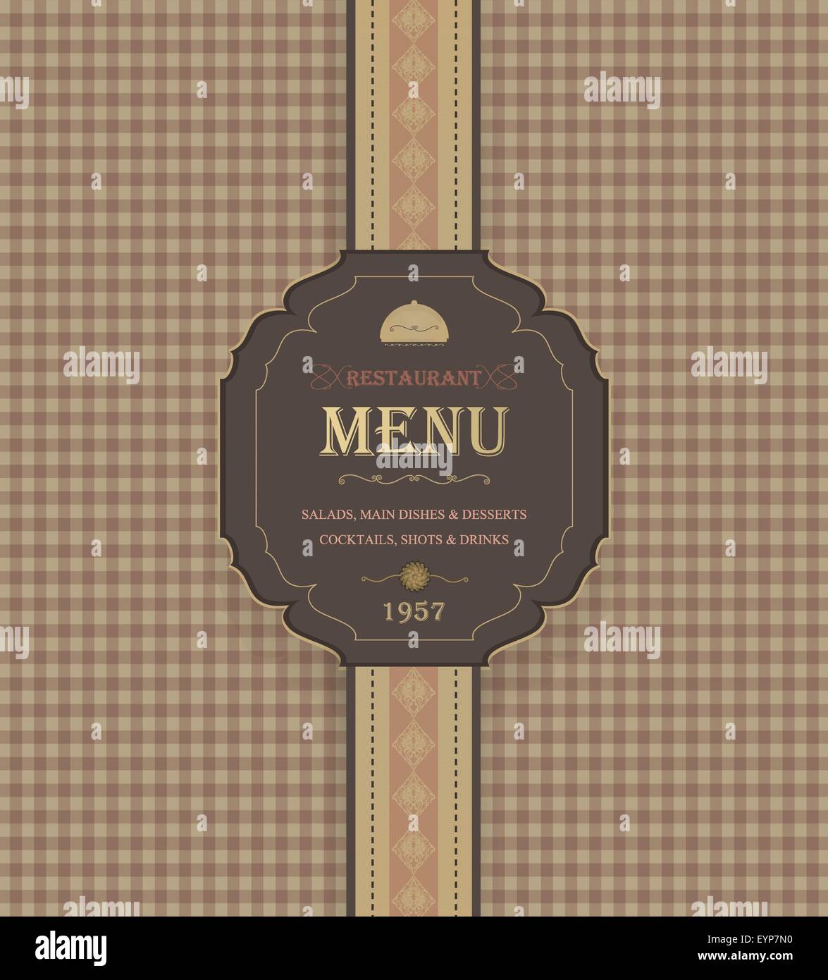 Vintage Restaurant Menü mit karierten Hintergrund und Titel Inschrift ...