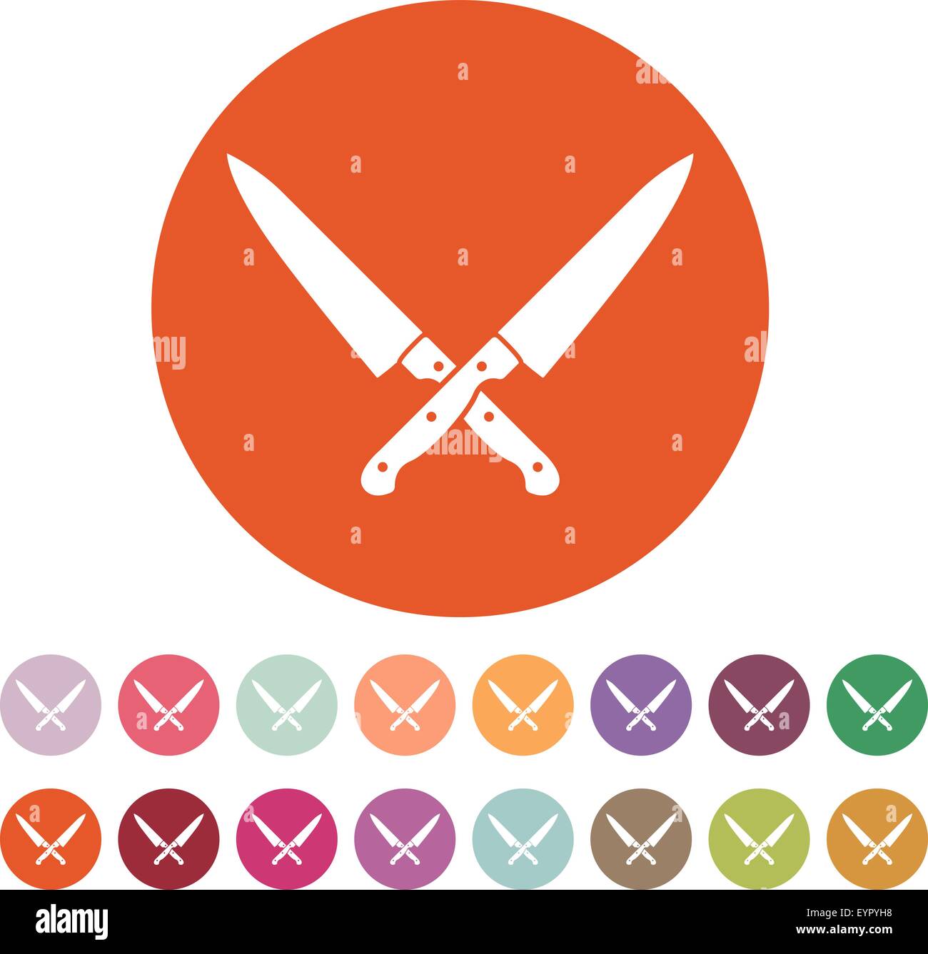 Das gekreuzte Messer-Symbol. Messer und Koch, Küche-Symbol. Wohnung ...