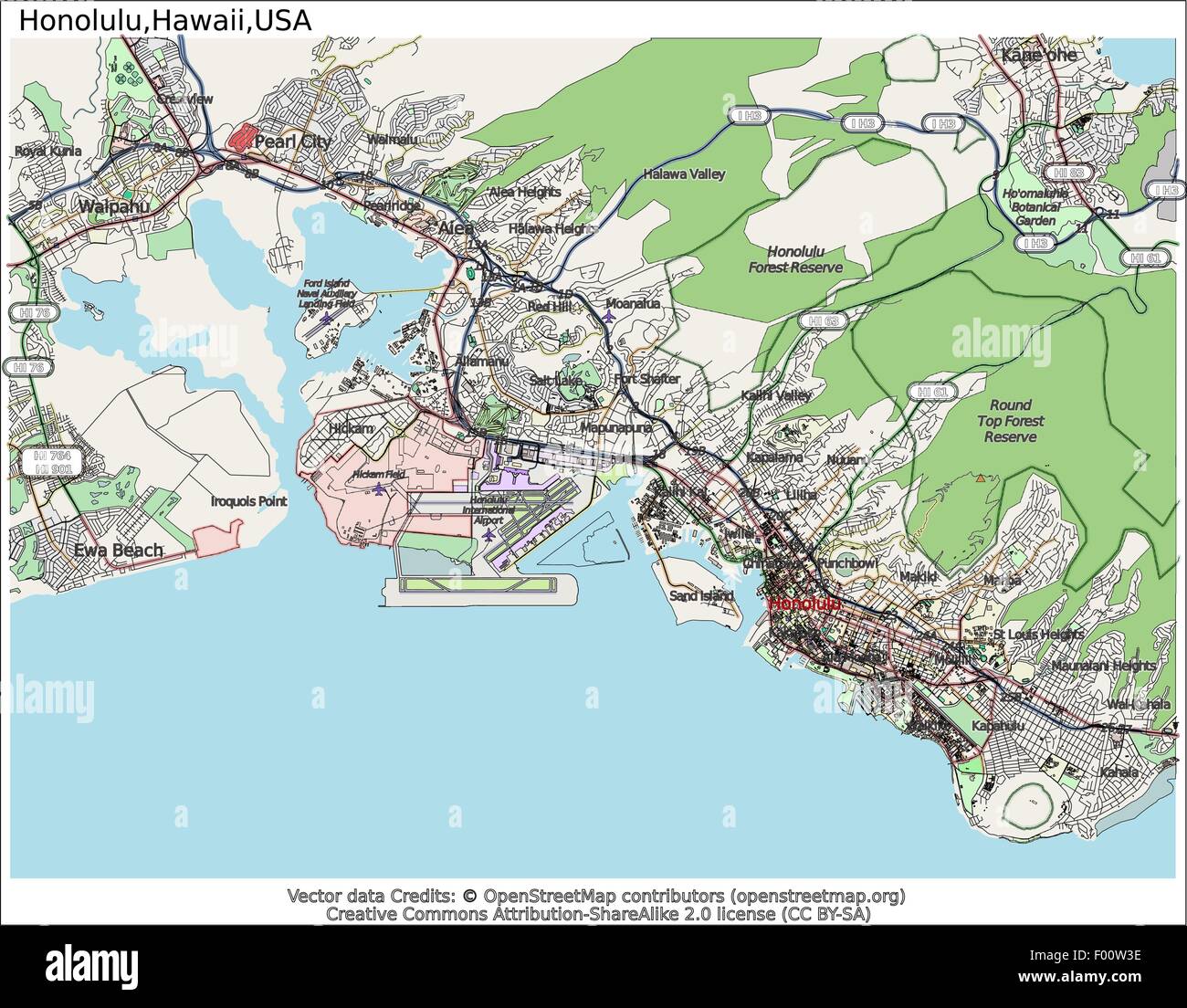 Honolulu Map Stock-Vektorgrafiken kaufen - Alamy