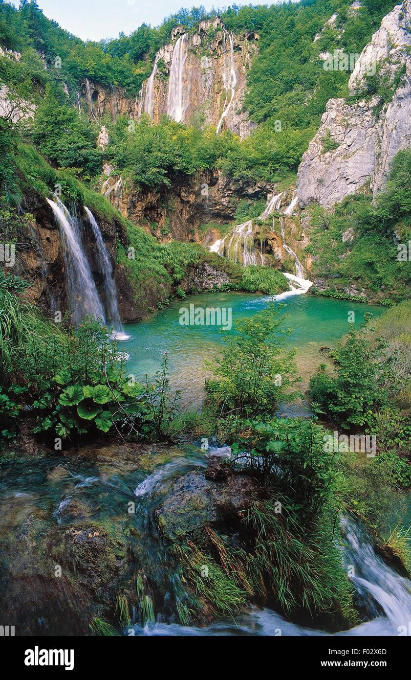 Wasserfall, Nationalpark Plitvicer Seen (Nacionalni Park Plitvicka Jezera, UNESCO-Weltkulturerbe ...