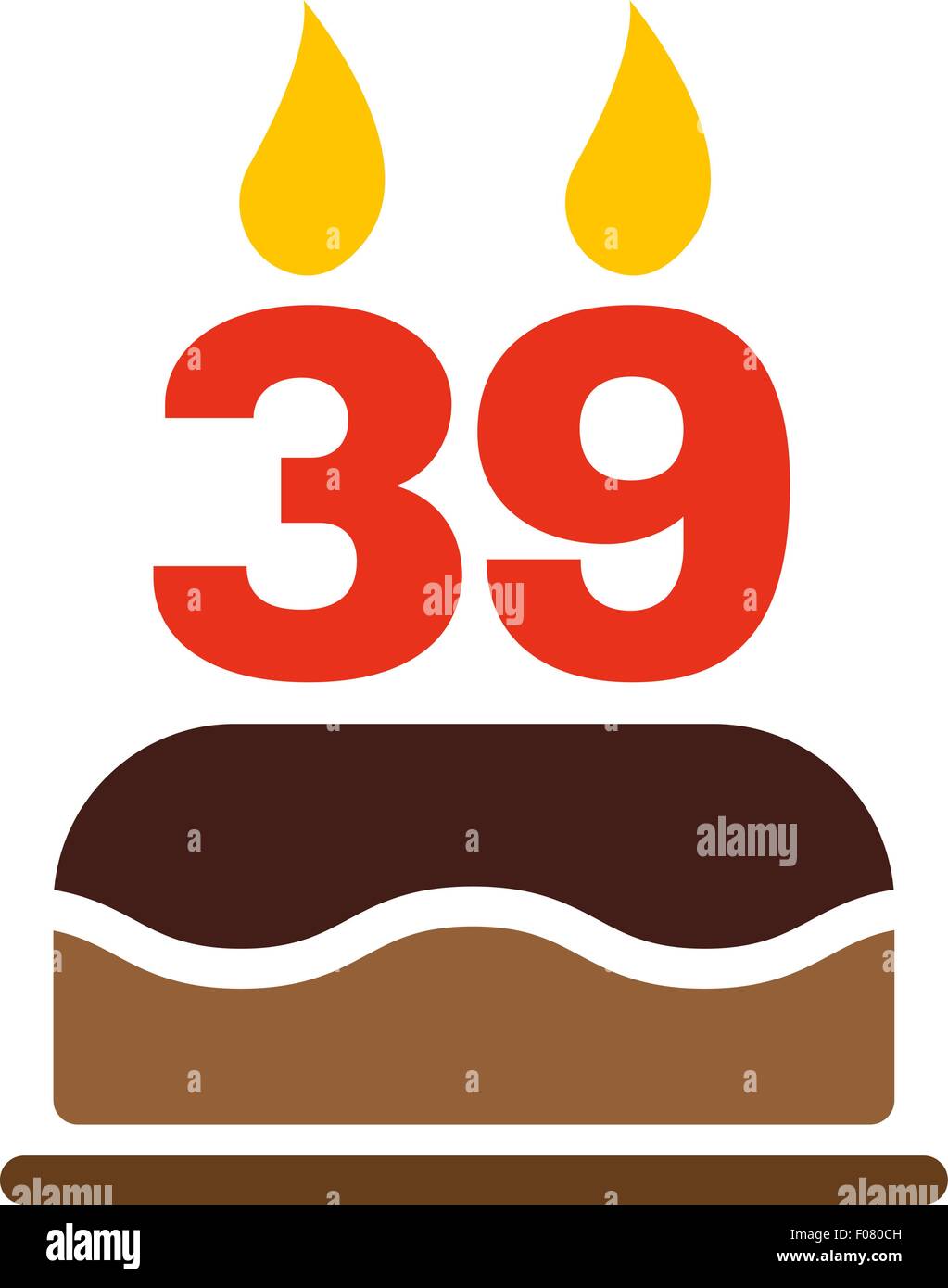 Die Geburtstagstorte mit Kerzen in Form von Nummer 39-Symbol ...