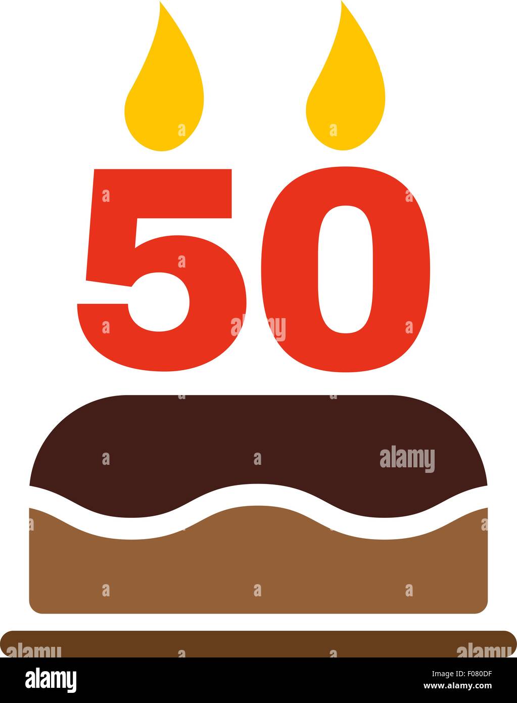 Die Geburtstagstorte mit Kerzen in der Form der Zahl 50-Symbol ...