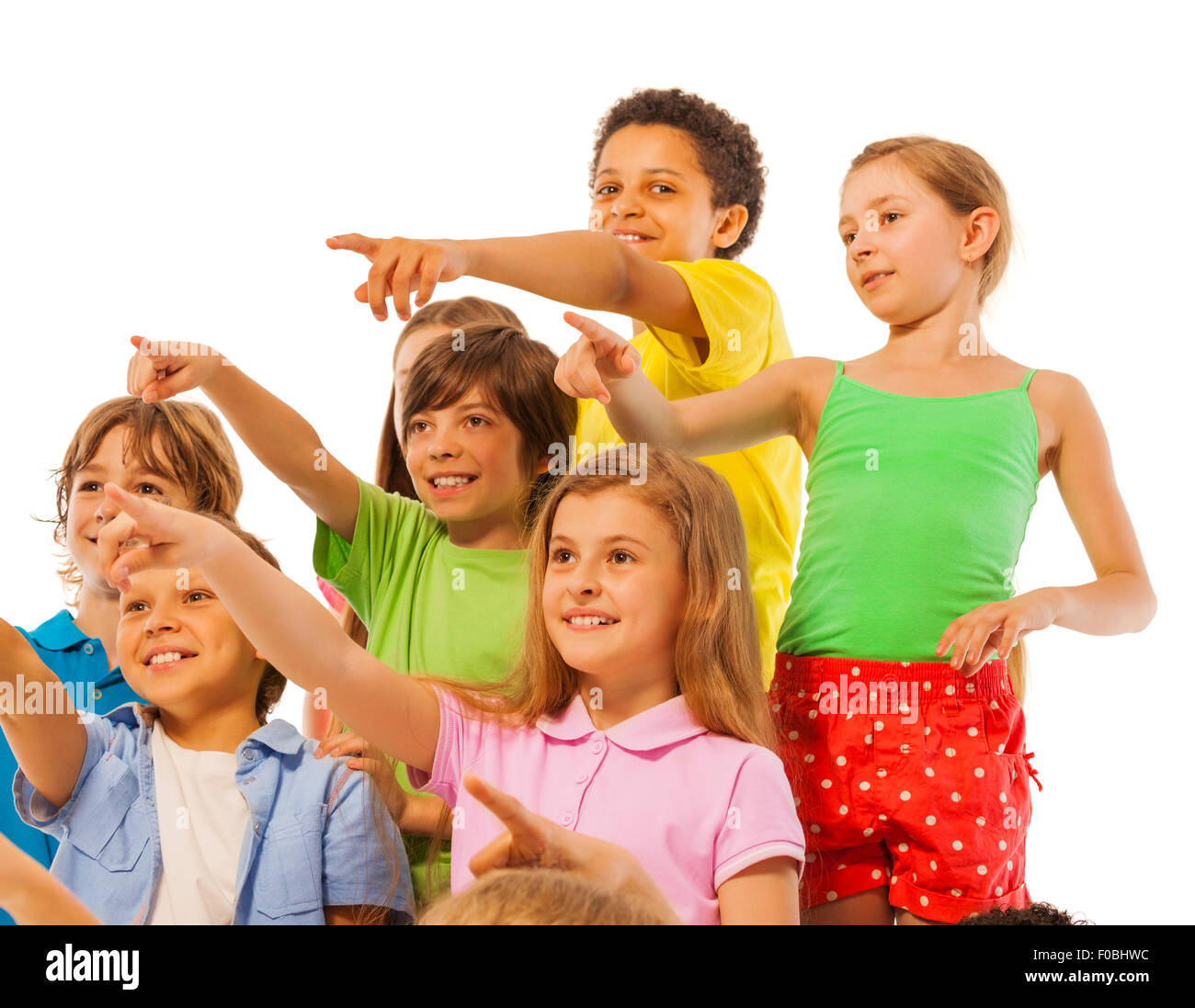 Kinder zeigen mit dem finger -Fotos und -Bildmaterial in hoher ...