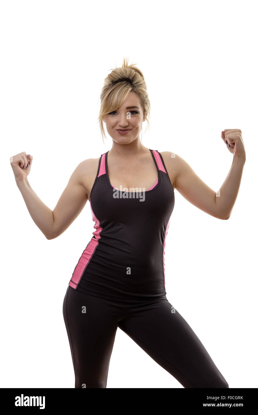 Fitness-Frau Muskeln zeigt Ihnen, wie stark sie ist Stockfotografie - Alamy
