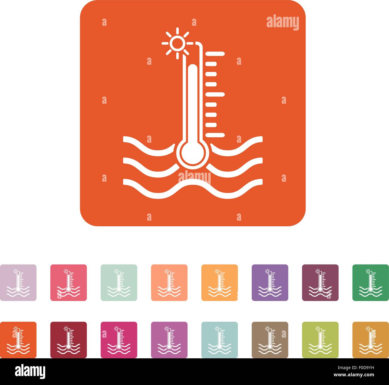 Die Warmwasser-Temperatur-Symbol. Heiße Flüssigkeit Symbol. Wohnung ...