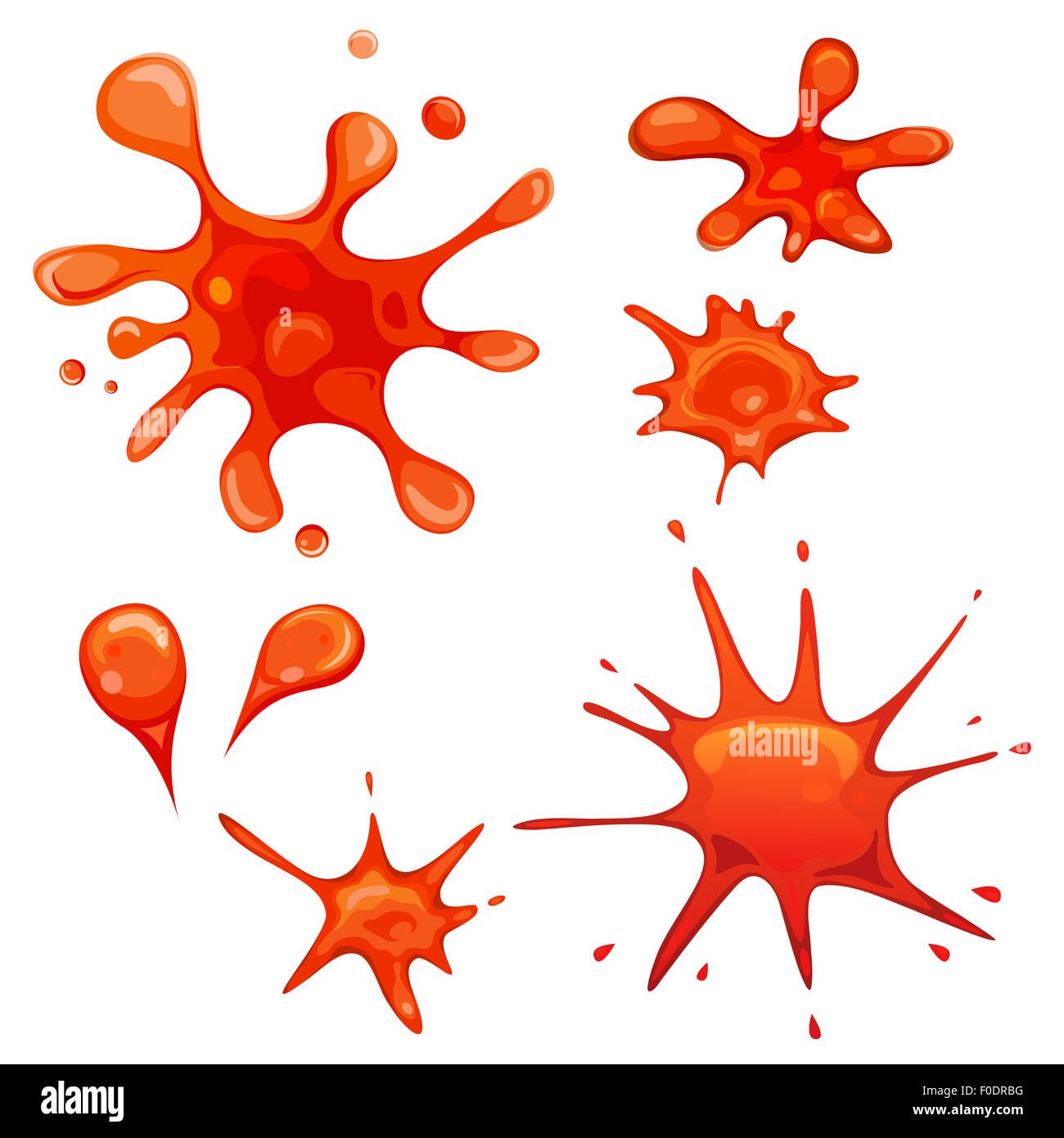 Abbildung einer Reihe von lustigen Cartoon-Blutflecken, Flecken und ...
