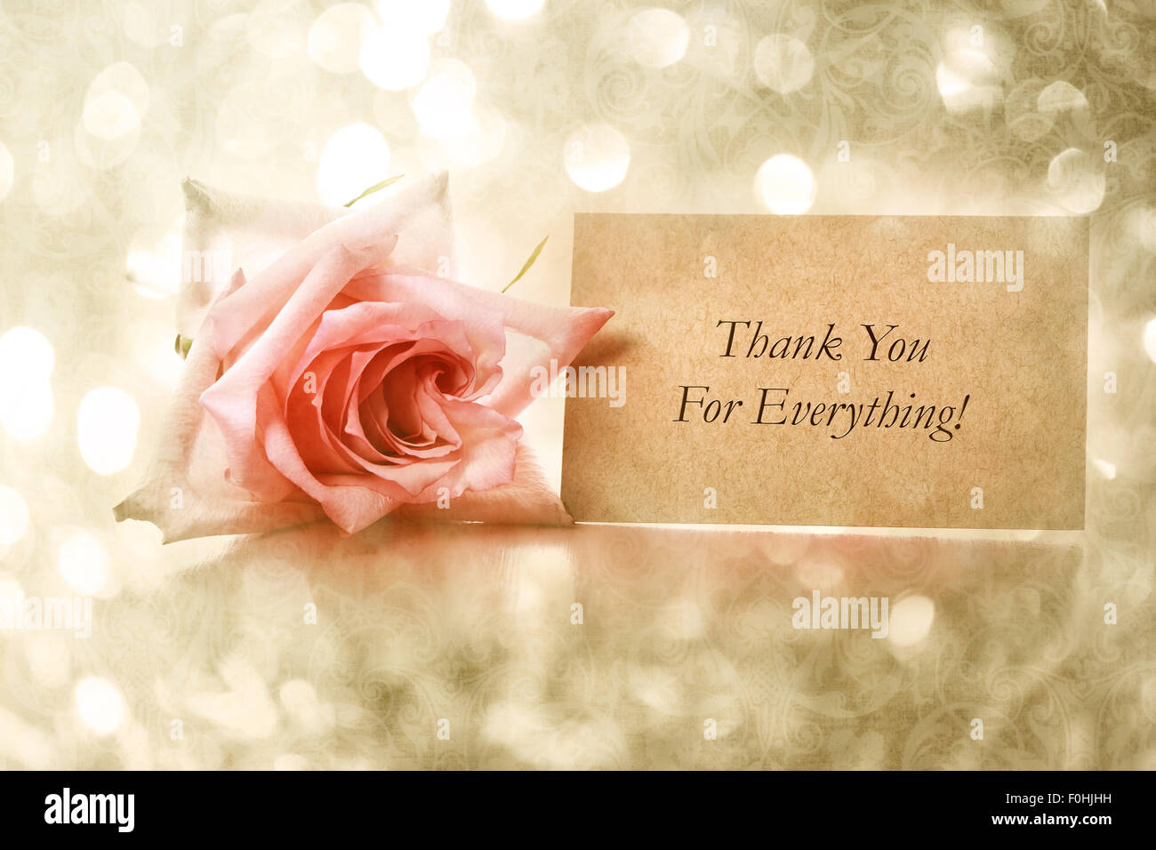 Vielen Dank für alles Nachricht mit Vintage rose Stockfotografie - Alamy