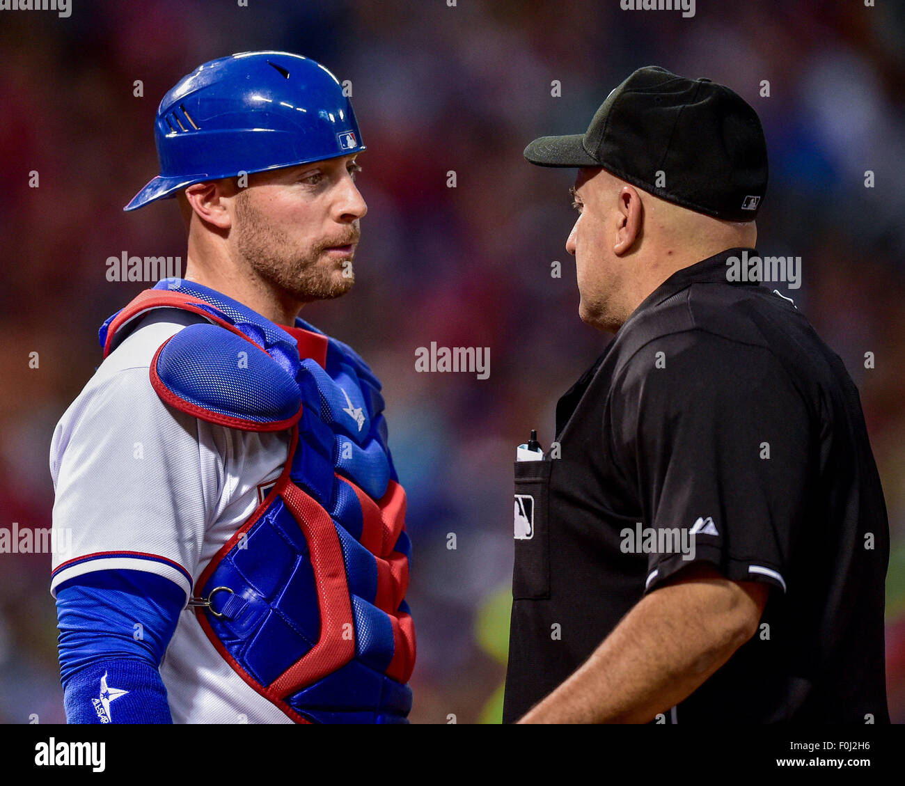 Arlington, Texas, USA. 15. August 2015. Texas Rangers Catcher Chris ...