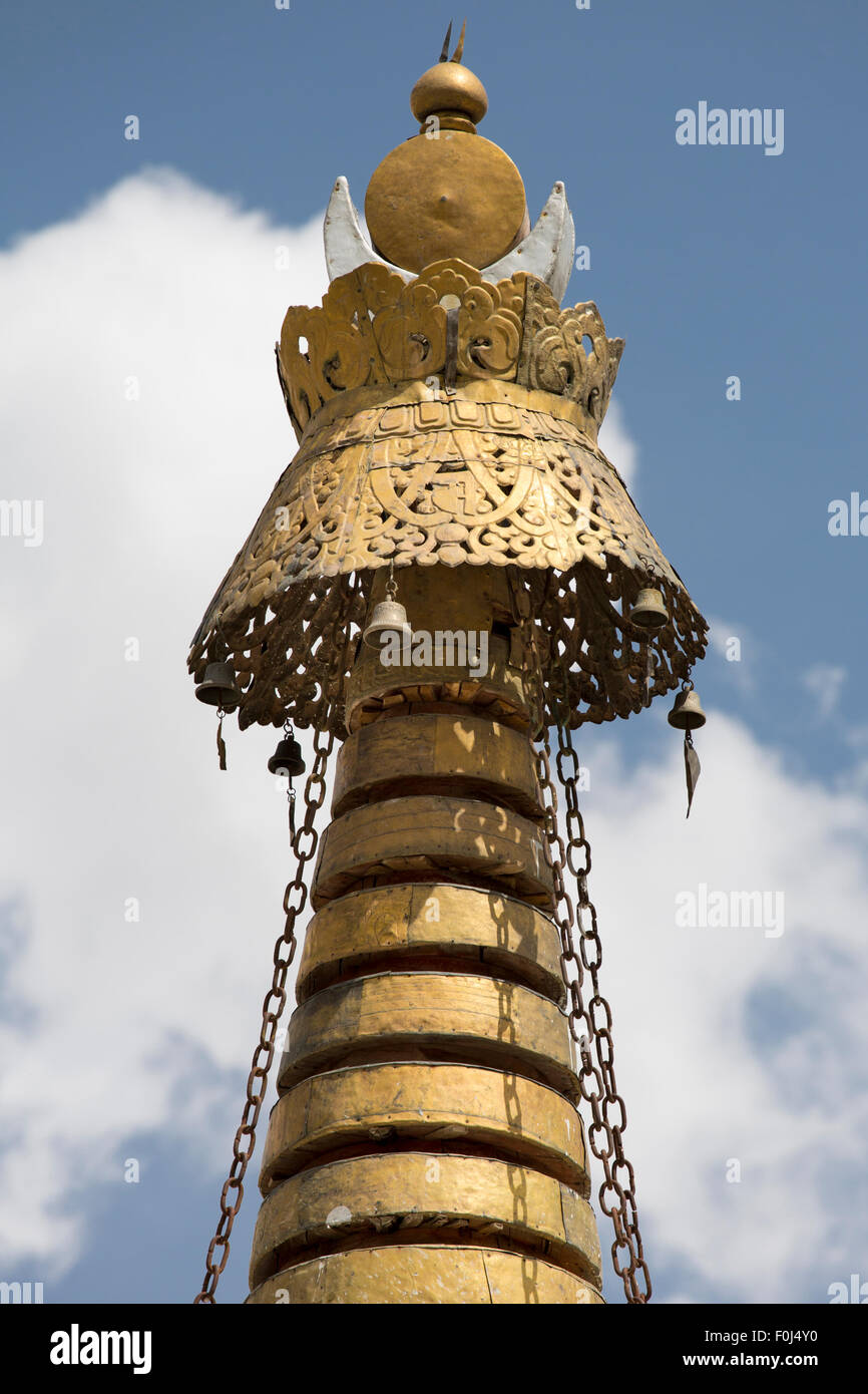 Detail von dem goldenen Dach der Potala-Palast in Tibet. Die ...