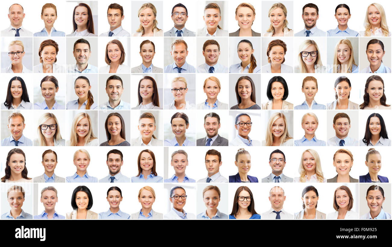 Collage mit viele Geschäft Leute portraits Stockfotografie - Alamy