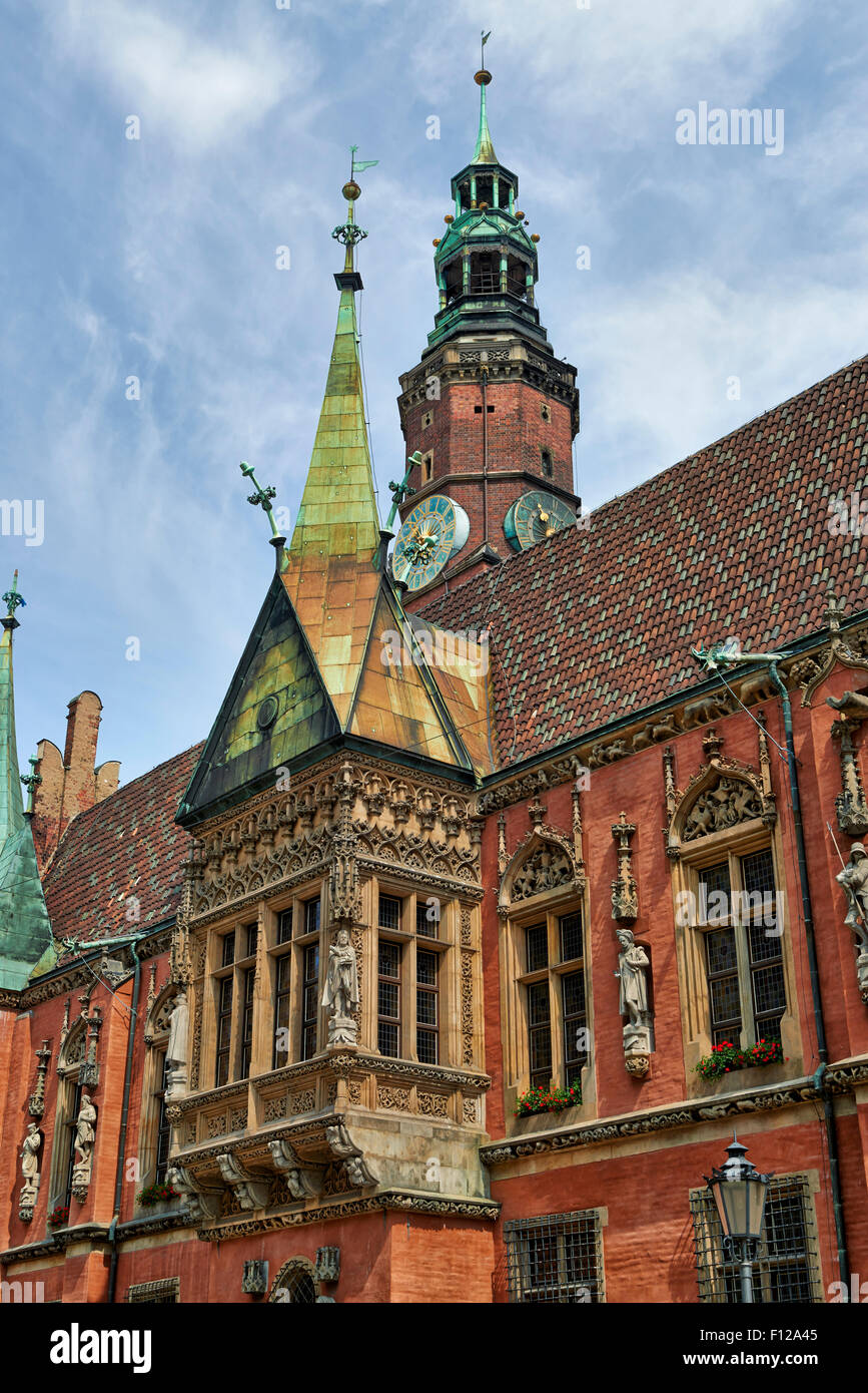 historische Rathaus am Marktplatz oder Ryneck Breslau, Niederschlesien ...