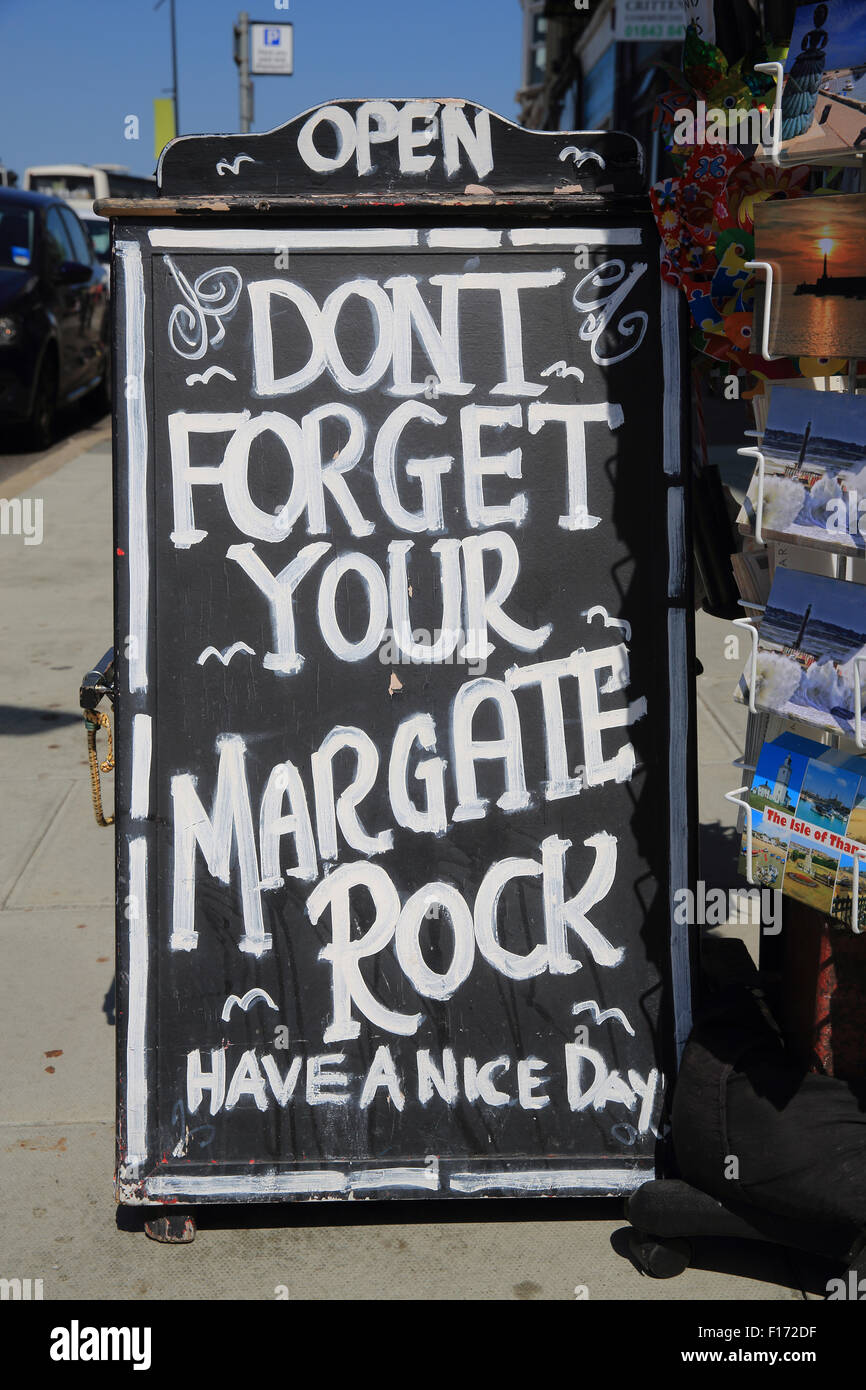 Lustige Schild am Souvenir-Shop für Margate Rock anmelden Thanet in ...