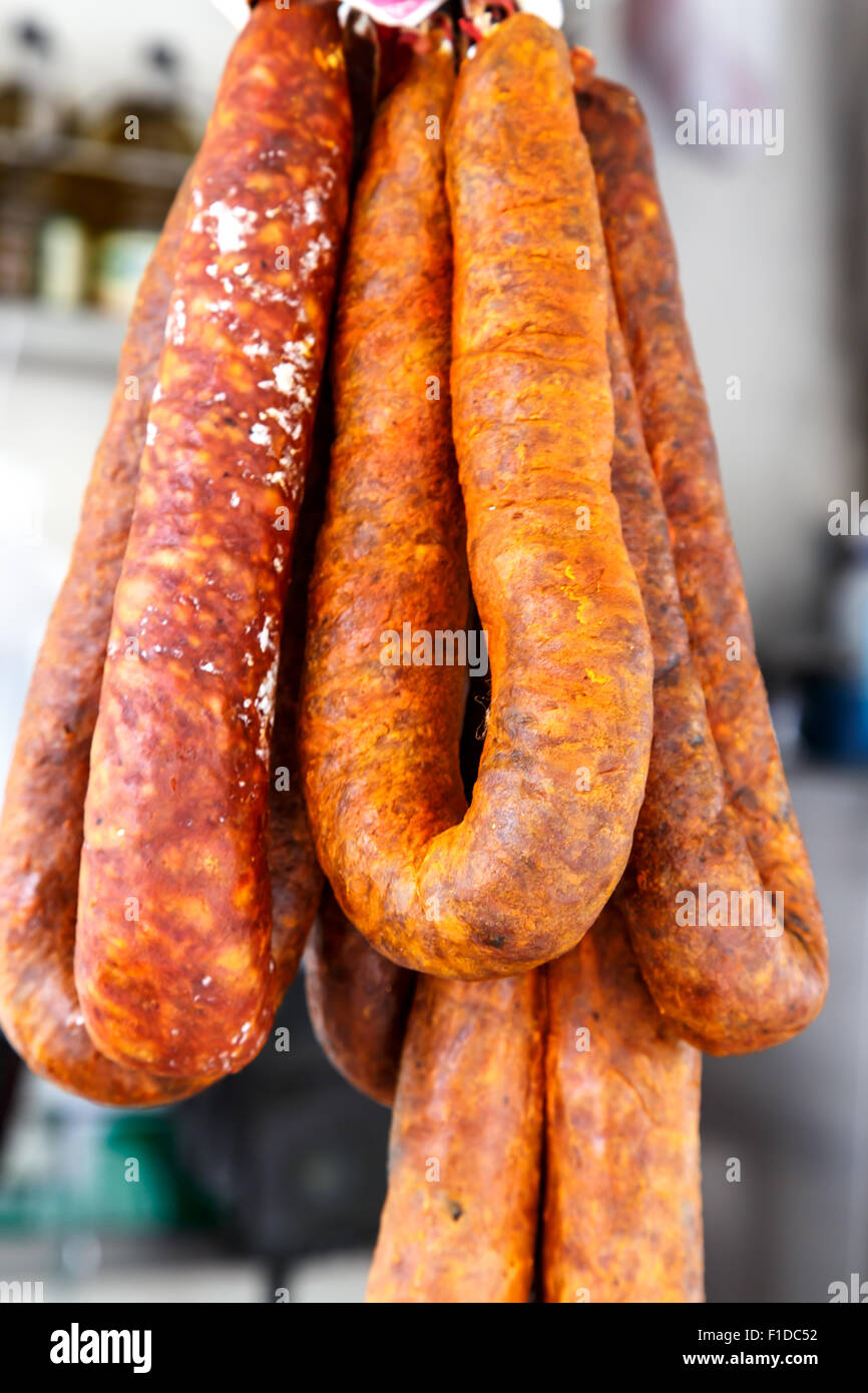 Traditional typical spicy chorizo -Fotos und -Bildmaterial in hoher ...