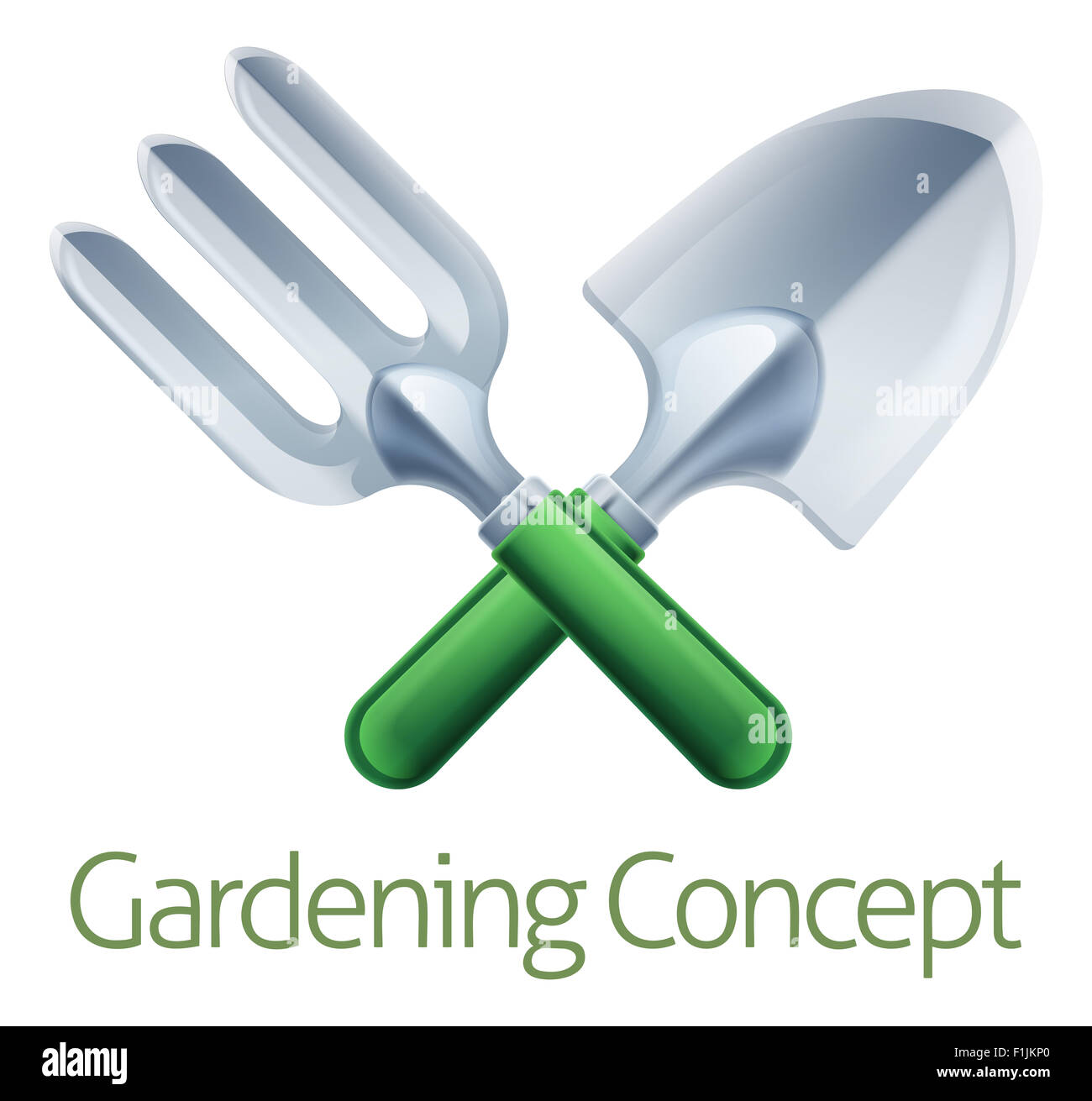 Kelle und gekreuzten Garten Gabel Spaten Gärtner Gartenbau Werkzeug ...