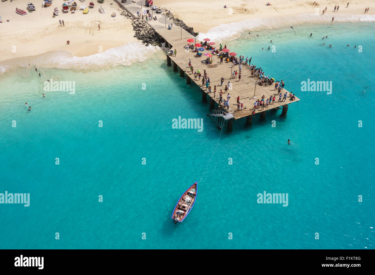 Luftaufnahme von Santa Maria Beach in Insel Sal Kapverden - Cabo Verde ...