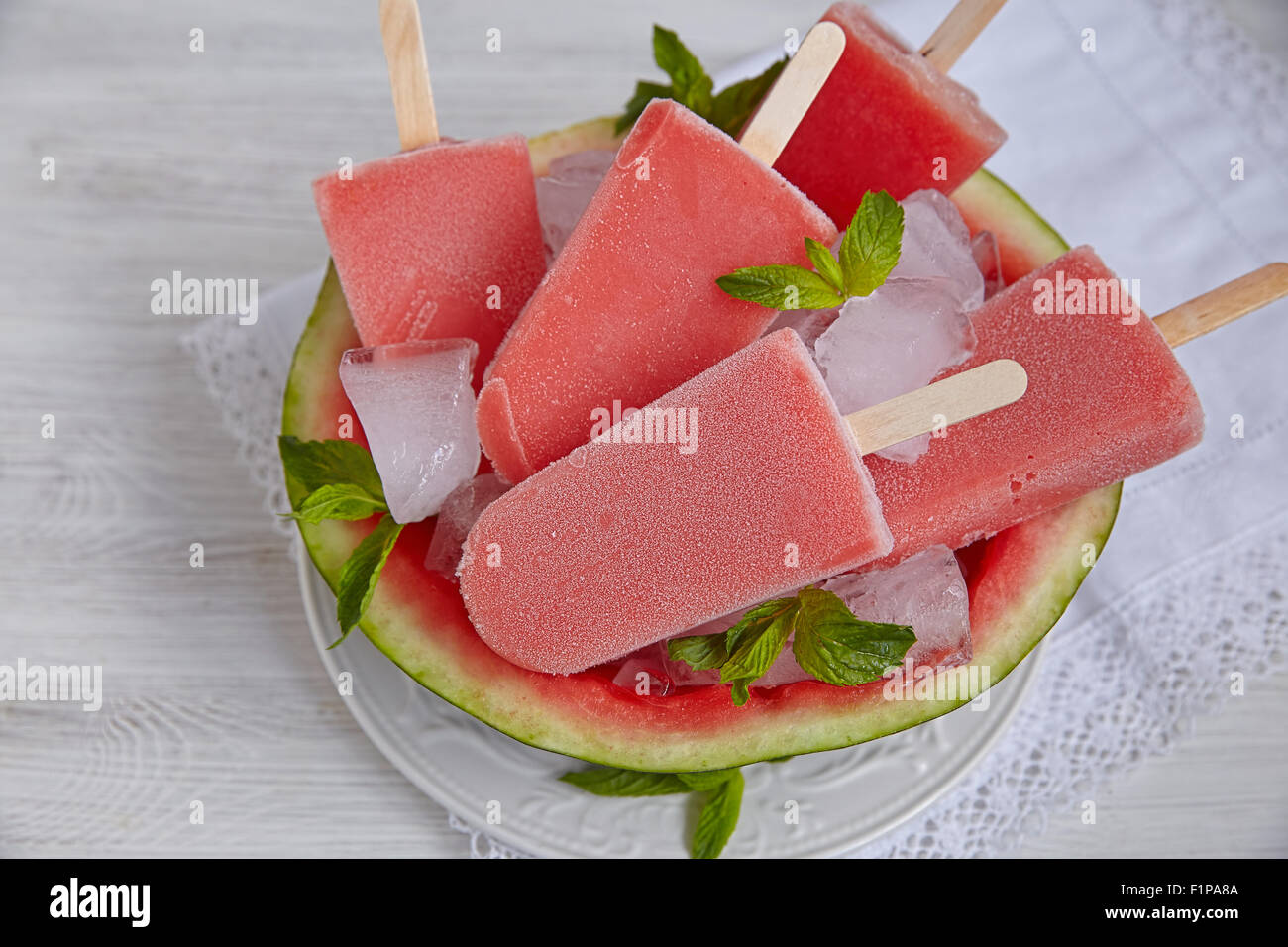 Elegantes Wassermelone Eis Am Stiel Fotos