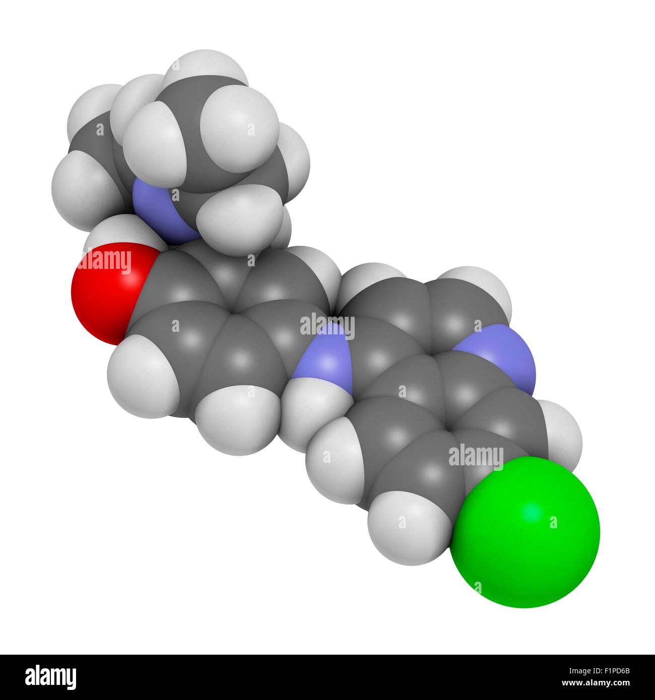 Amodiaquine Anti-Malaria-Medikamentenmolekül Atome werden als Kugeln ...