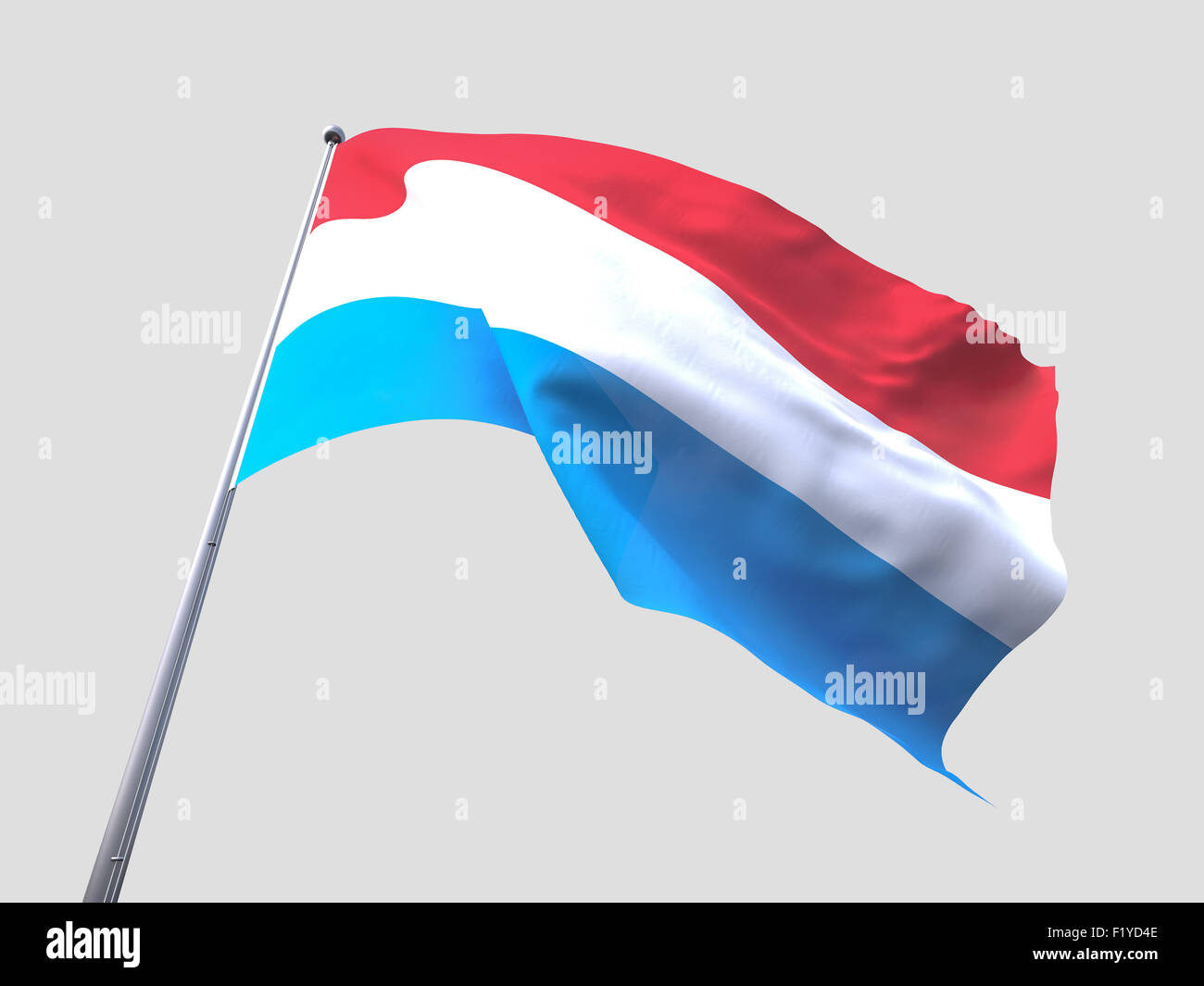 Luxemburg fliegenden Fahne isoliert auf weißem Hintergrund ...