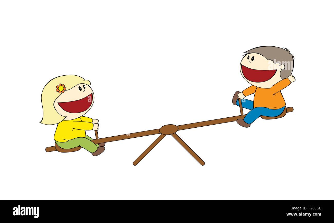 Kinder auf wippe cartoon -Fotos und -Bildmaterial in hoher Auflösung ...