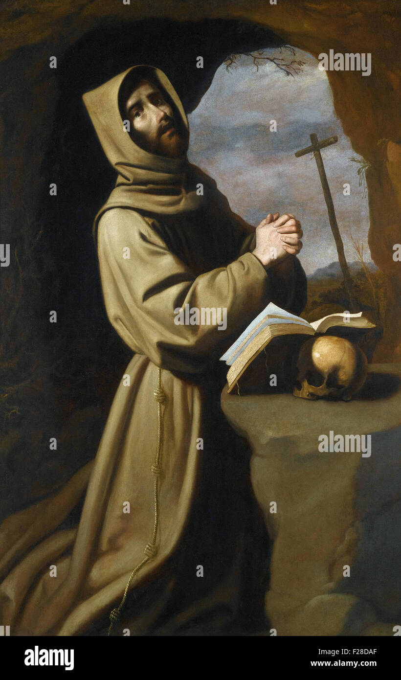 Francisco de Zurbarán - Franziskus beim Gebet Stockfotografie - Alamy