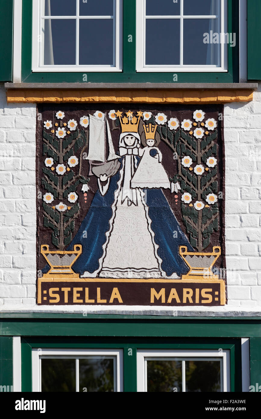Stella Maris, Maria, Stern des Meeres, Sgraffito auf einer Villa aus ...