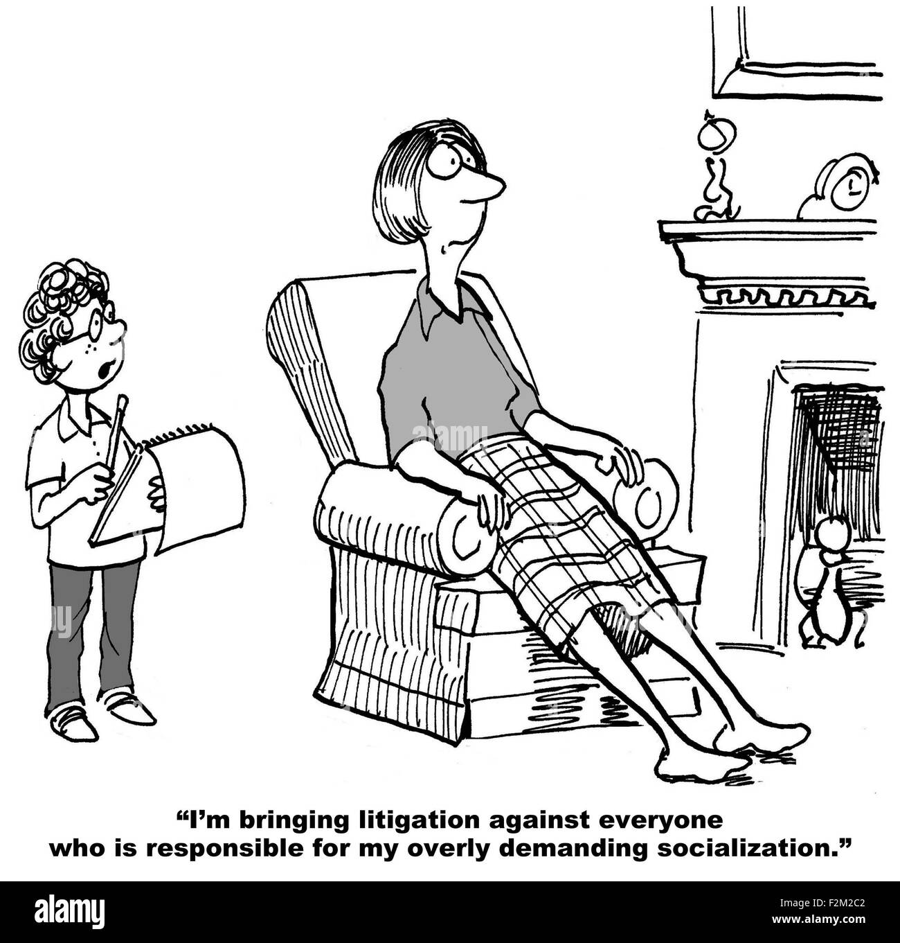 Rechtliche Cartoon zeigt Sohn sagen, Mutter, "Ich bringe ...