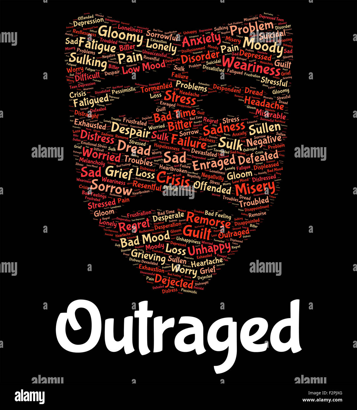 Word zeigt Wut Wordcloud empört und beleidigt Stockfotografie - Alamy