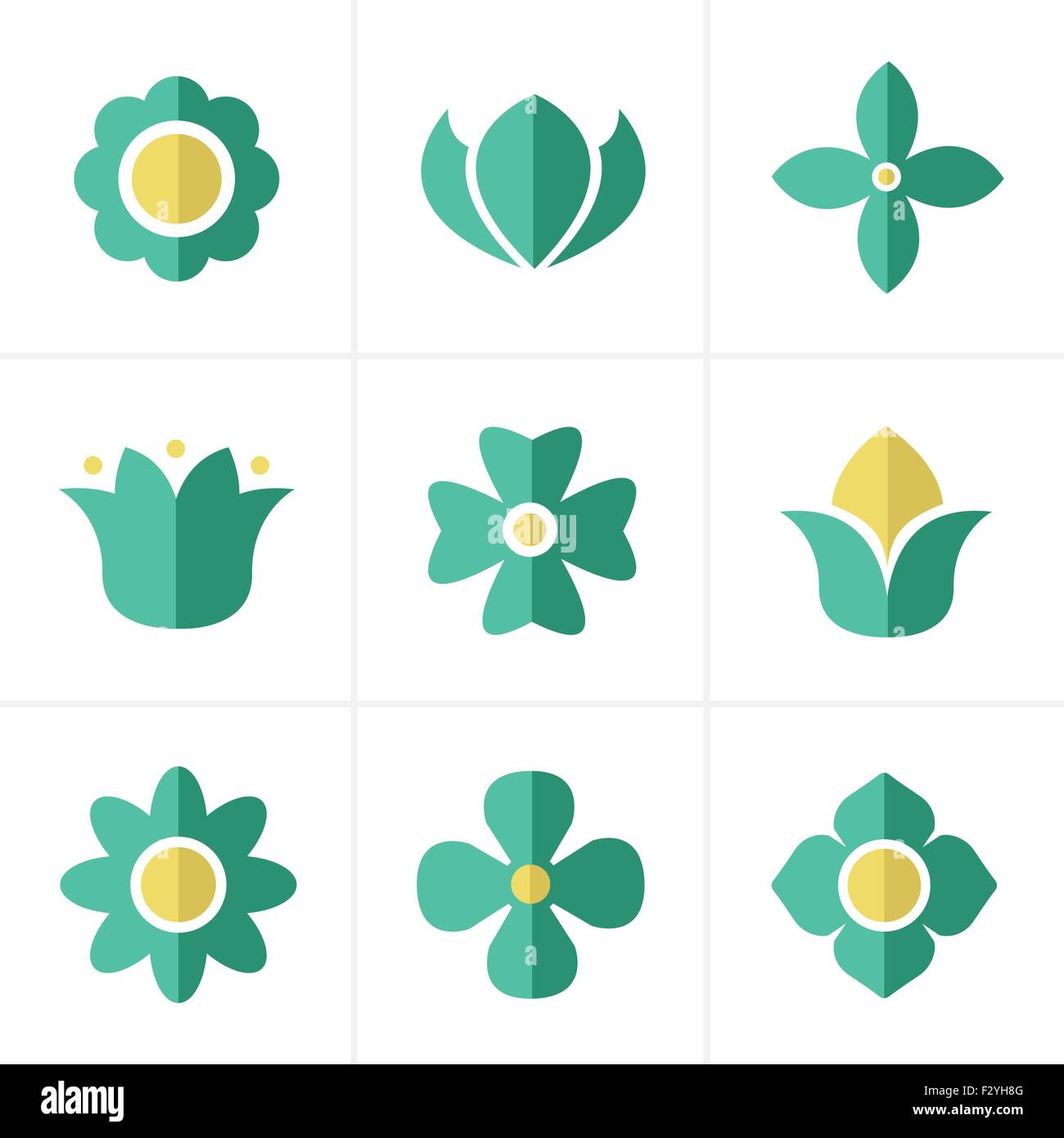 Flache Symbol Blume Icons Set, Vektor-Design Stock-Vektorgrafik - Alamy