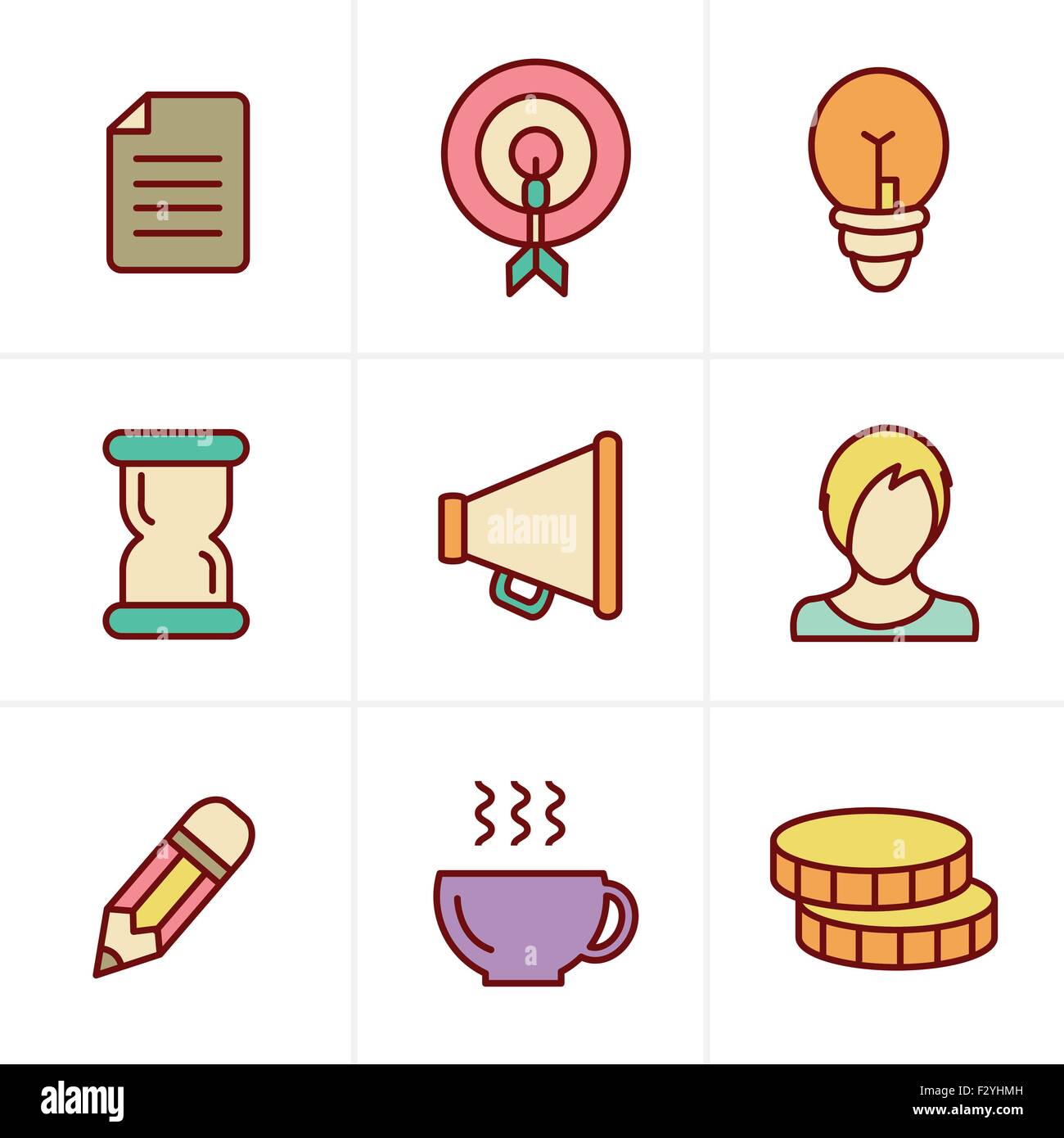 Ikonen-Stil Business Icons Set, Vektor-Design Stock-Vektorgrafik - Alamy