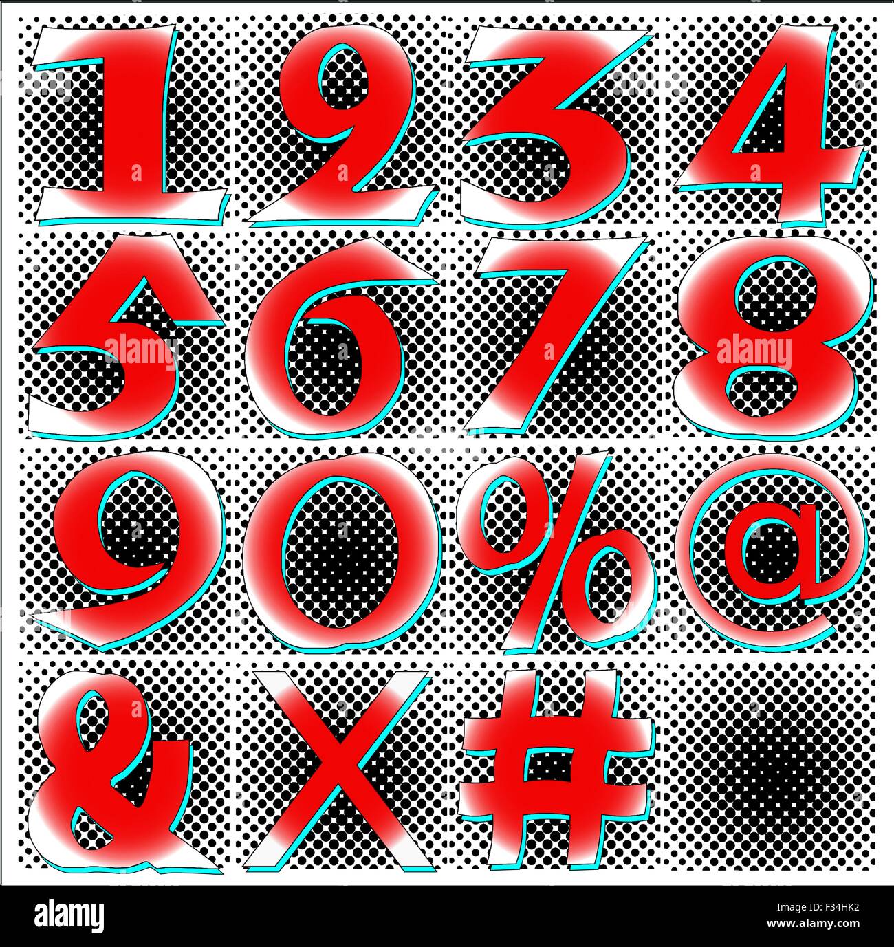 ABC Alphabet Zahlen Schrift design Stock-Vektorgrafik - Alamy