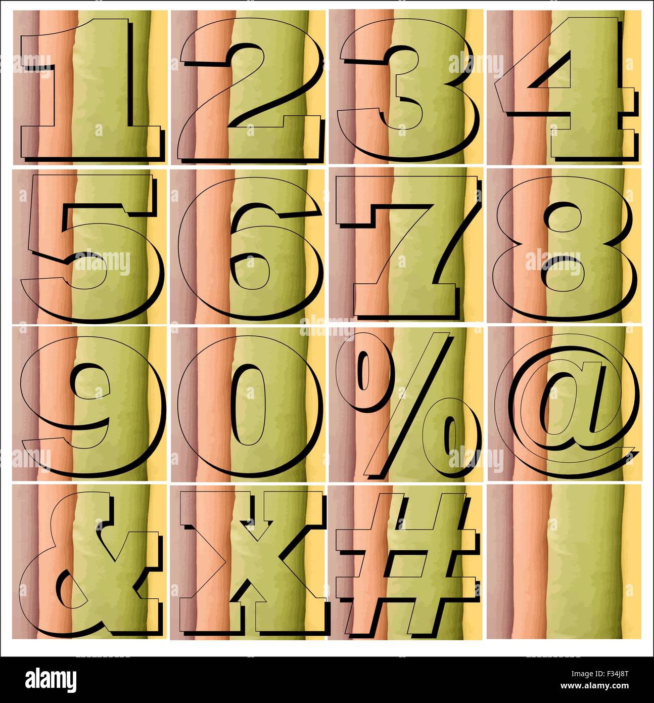 ABC Alphabet Zahlen Schrift design Stock-Vektorgrafik - Alamy