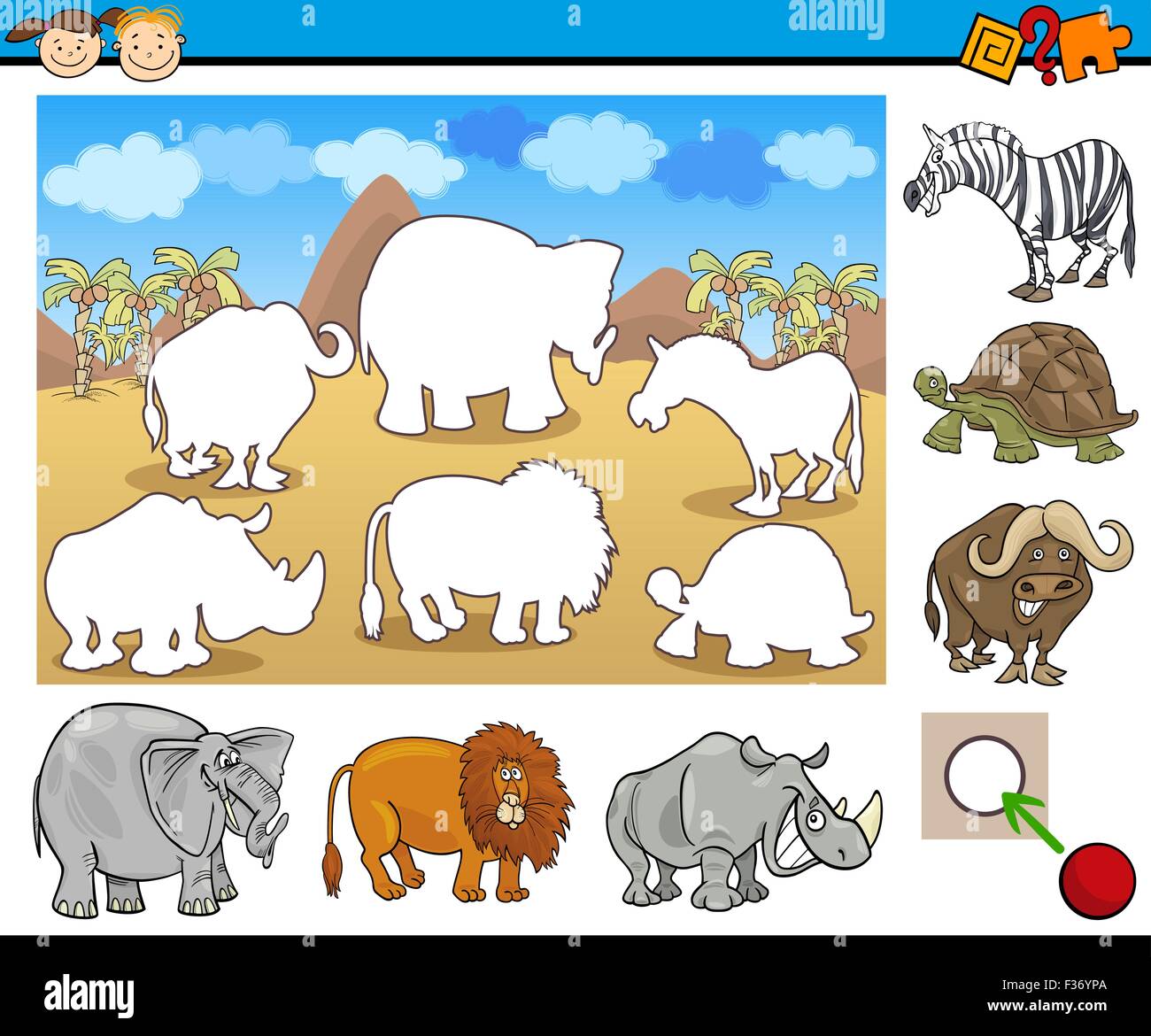 Cartoon-Illustration der Lernspiel für Kinder im Vorschulalter mit ...
