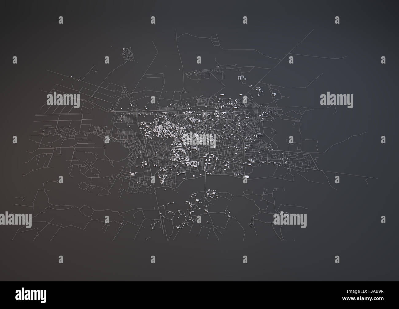 Karte von ar-Raqqa, Syrien, Satelliten-Ansicht Karte in 3d. Schwarz ...