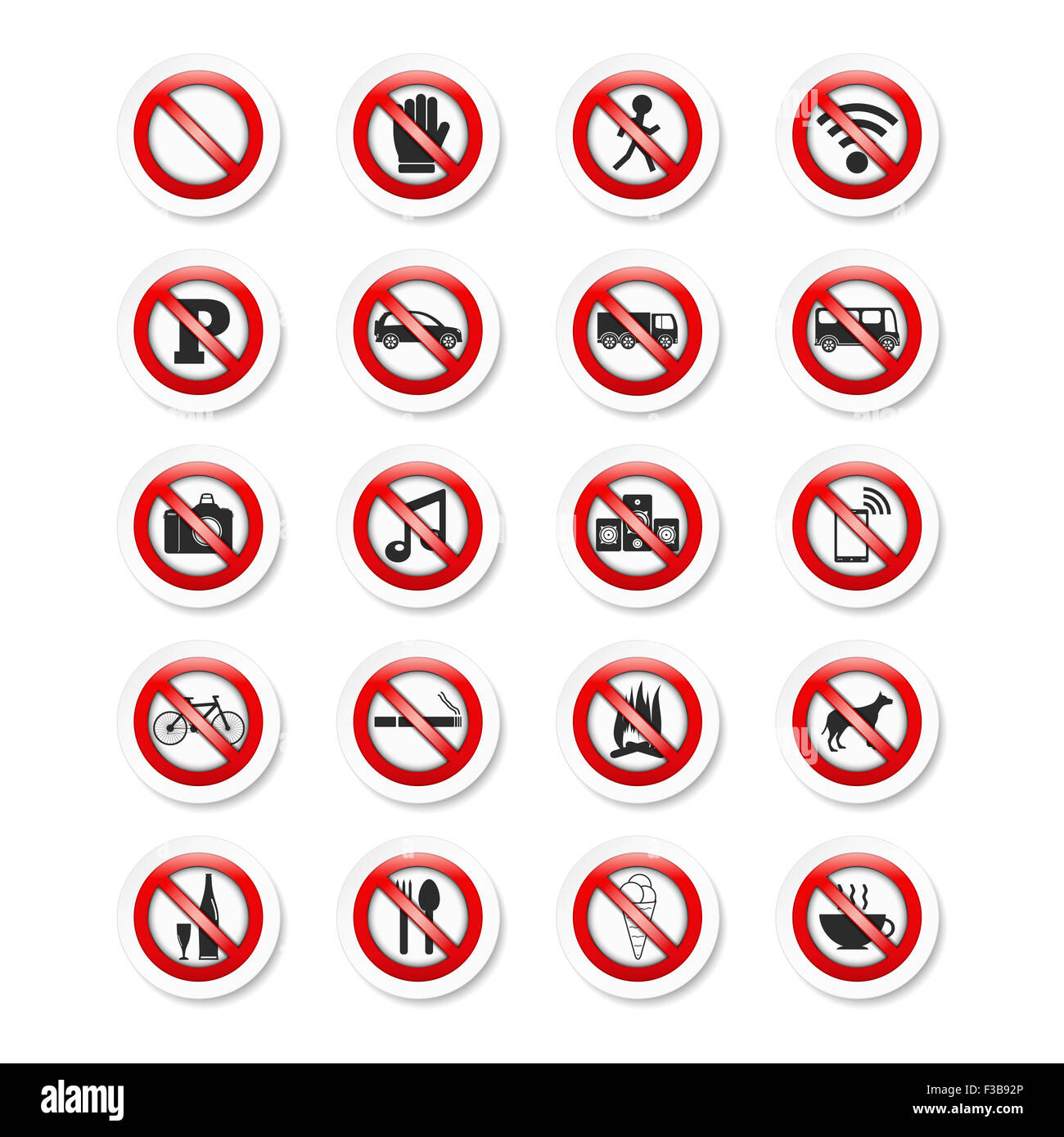 Stickerset mit Verbotszeichen Stockfotografie - Alamy