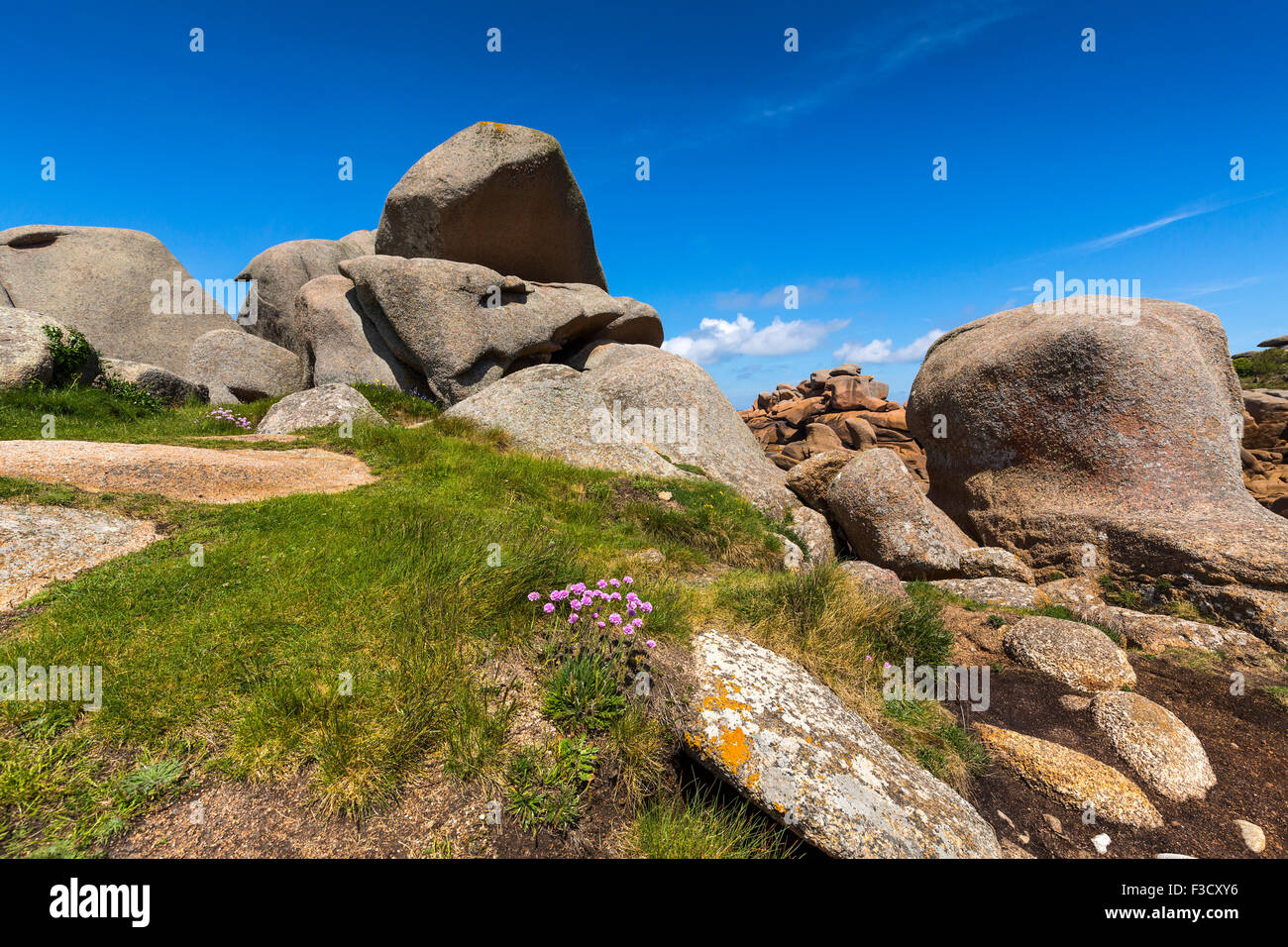Riesige Felsen an der Côte Granit rose rosa Granit Küste Ploumanac´h ...