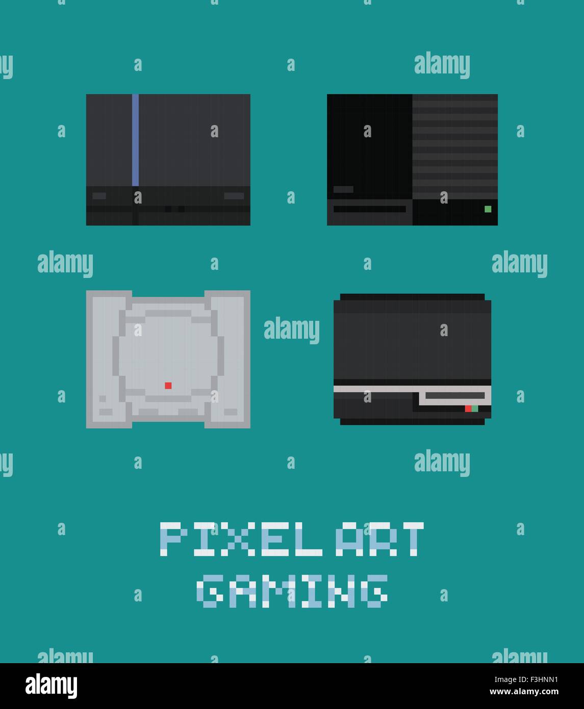 Pixel Art Vektor Illustraion Retro-Videospiel-Konsole Icon set Stock ...
