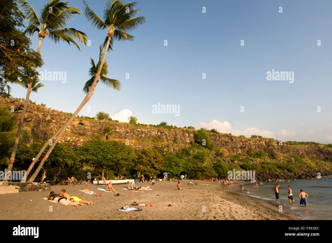 Ho'okena Strand. Schwarzen Sand Strand von Ho'okena. Big Island. Hawaii ...