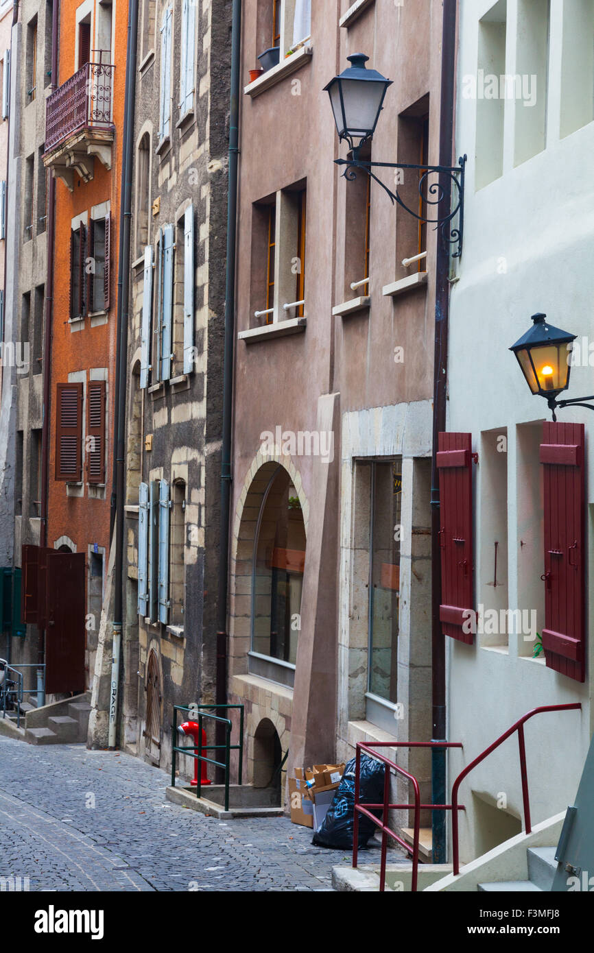 Street Scene entlang der Rue chausse-Coq in der Altstadt von Genf ...